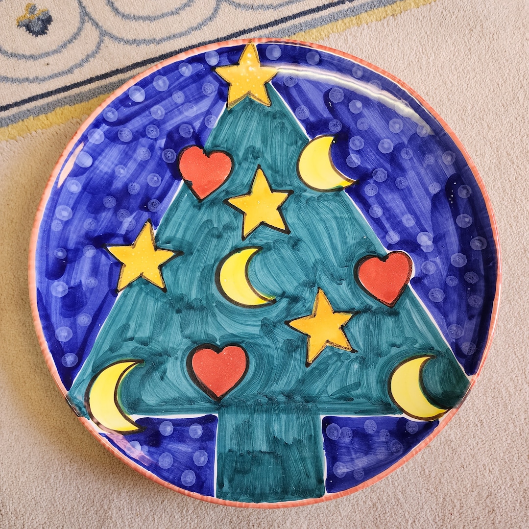 Vintage 1990s Bellini PIU Art Pottery Large Round Christmas - Etsy