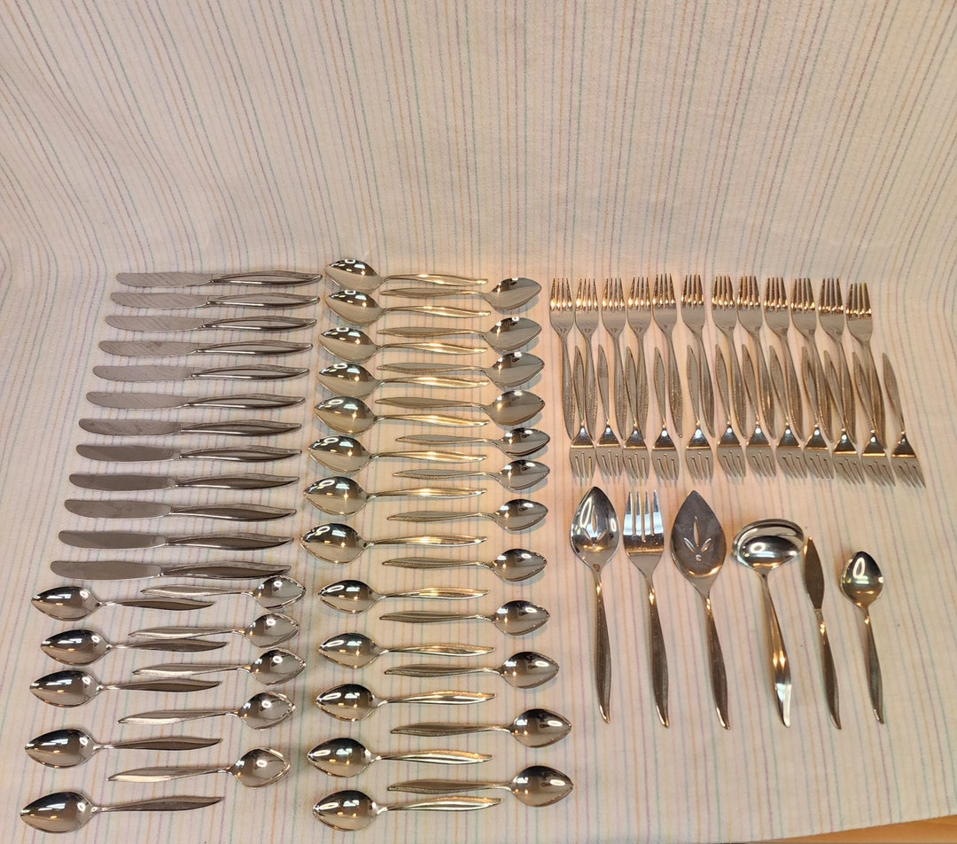 Vintage Midcentury Oneida Craft Oneidacraft Deluxe textura 77pc ...