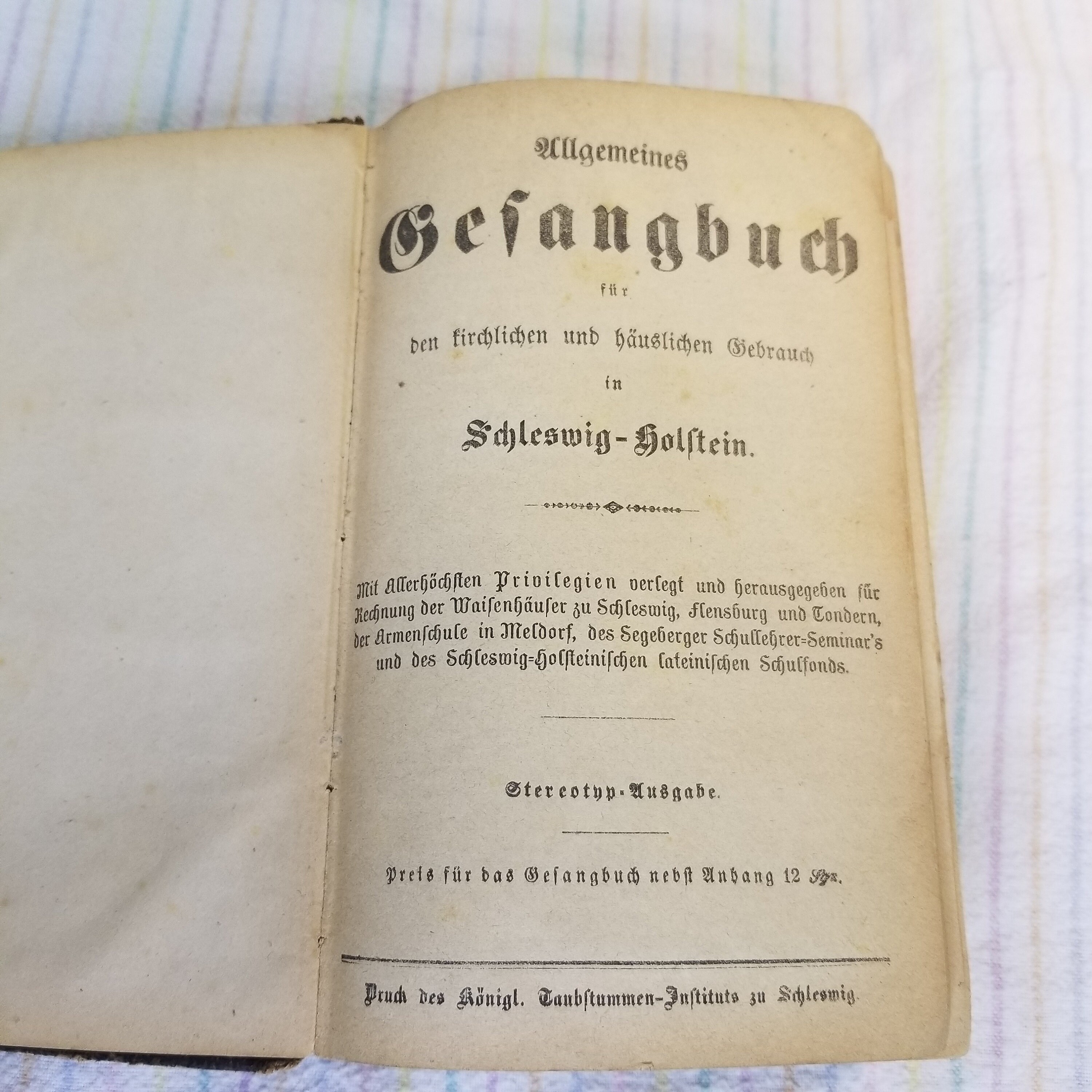 1876 Antique General Hymn Book German Language Deutsche Allgemeines ...