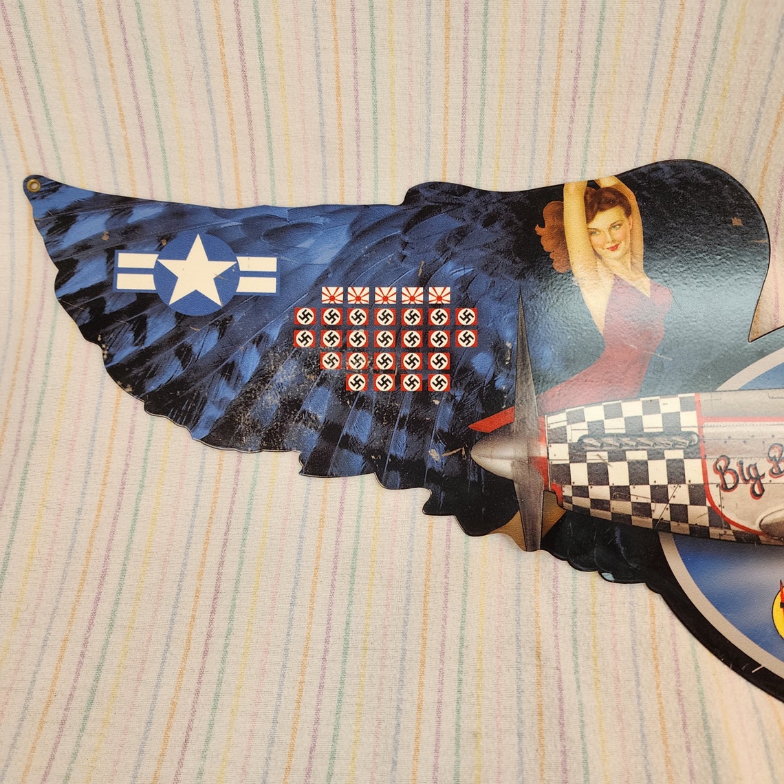Vintage Replica P-51 Mustang WWII Metal Sign War Plane Big Beautiful ...