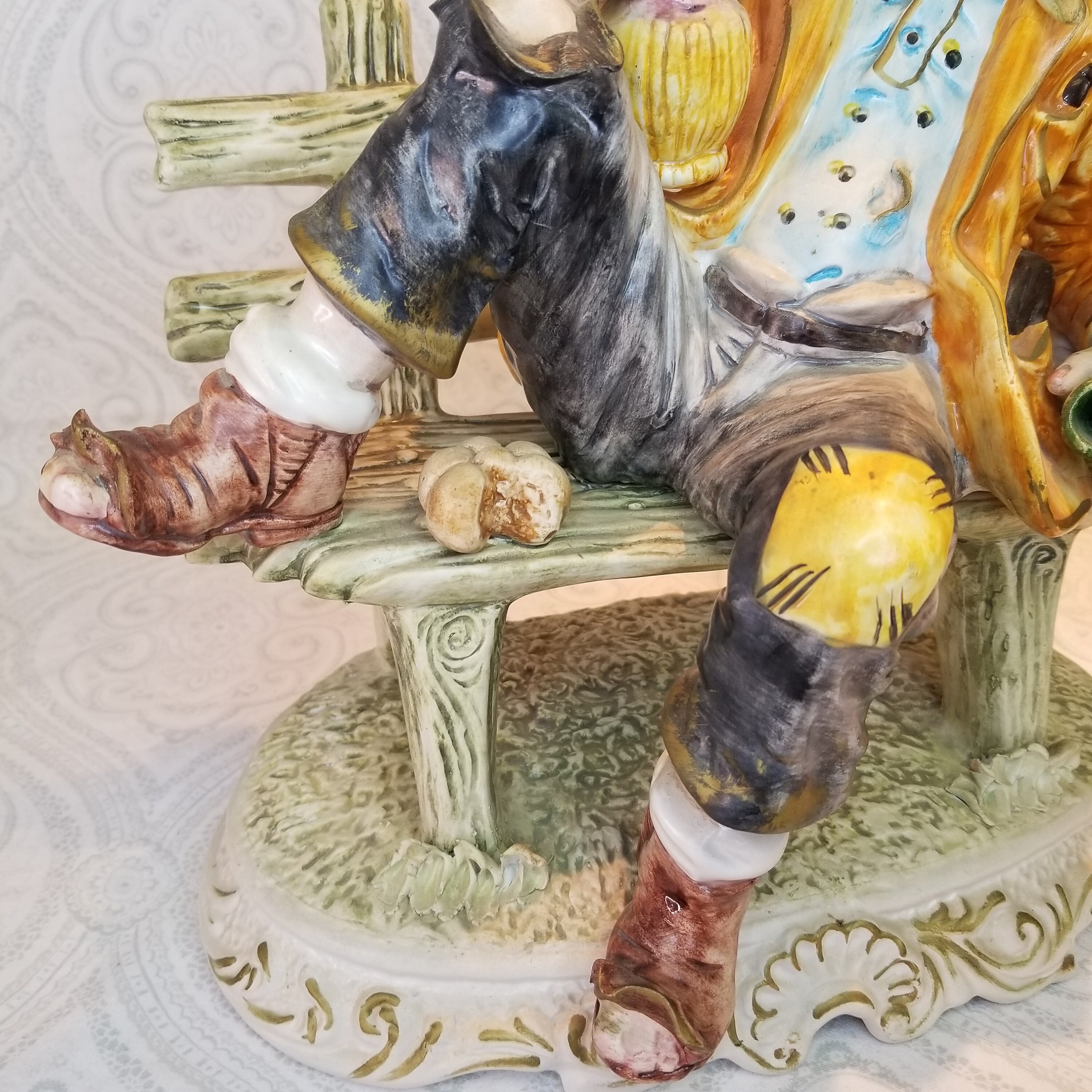 Large Vintage Capodimonte Drunken Bum Hobo Porcelain Statue Italy Wino ...