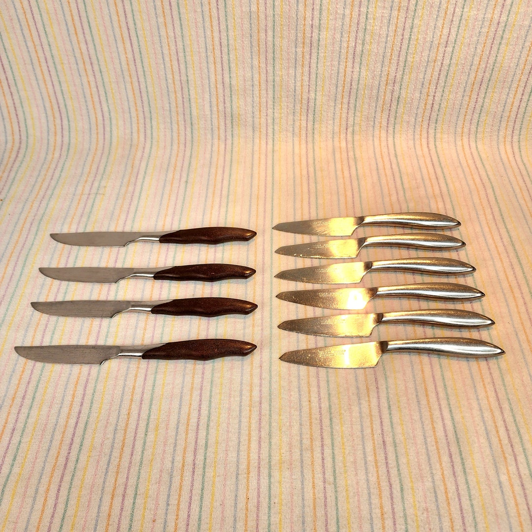 Vintage Japan Sword Steak Knives 10pc Lot Dark Wood Handles Midcentury ...
