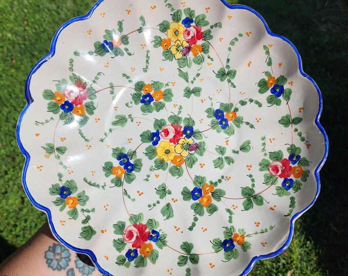 Vintage Galileo Italy Pottery Hand-painted Floral Serving Bowl Dish ...