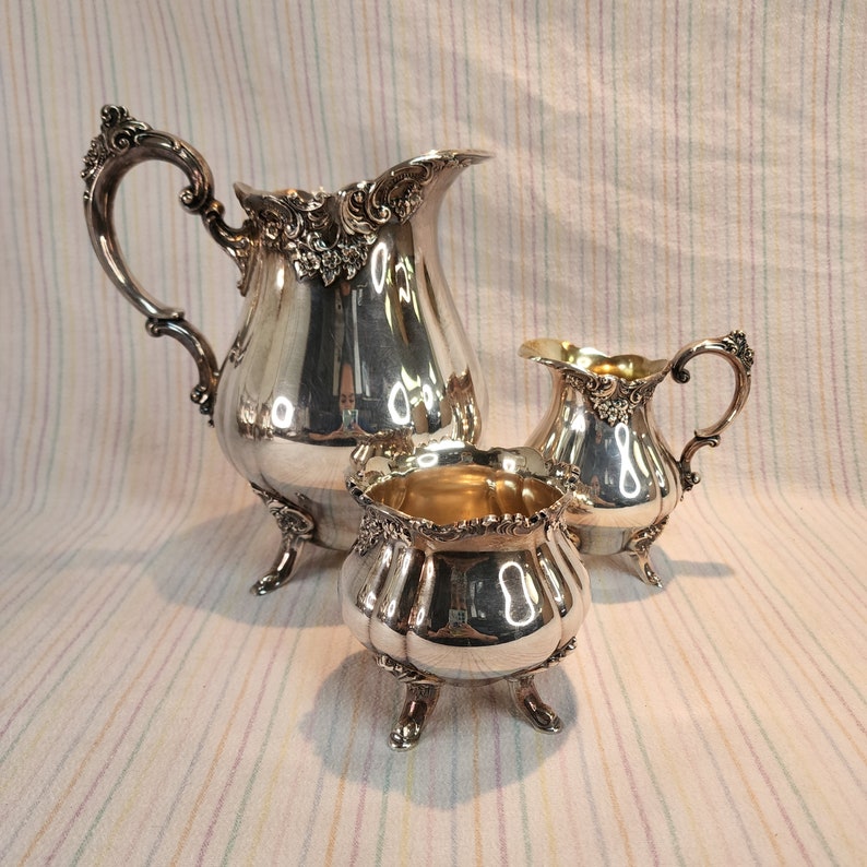 Vintage 1950s baroque by Wallace Silver Plate Holloware 7pc Serving Set ...