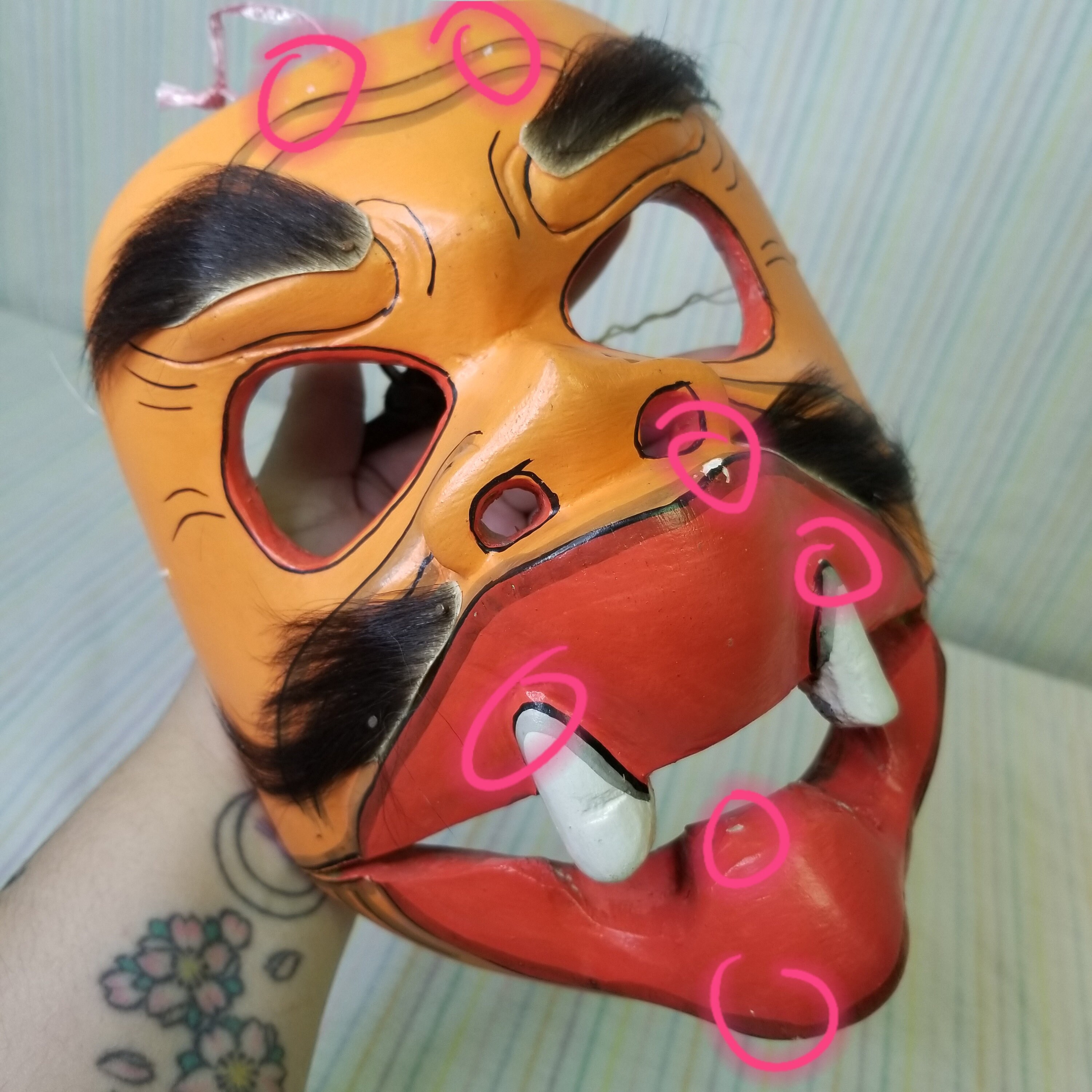Orange Balinese Wayang Topeng Mask Hand Carved Wooden Demon Monster ...