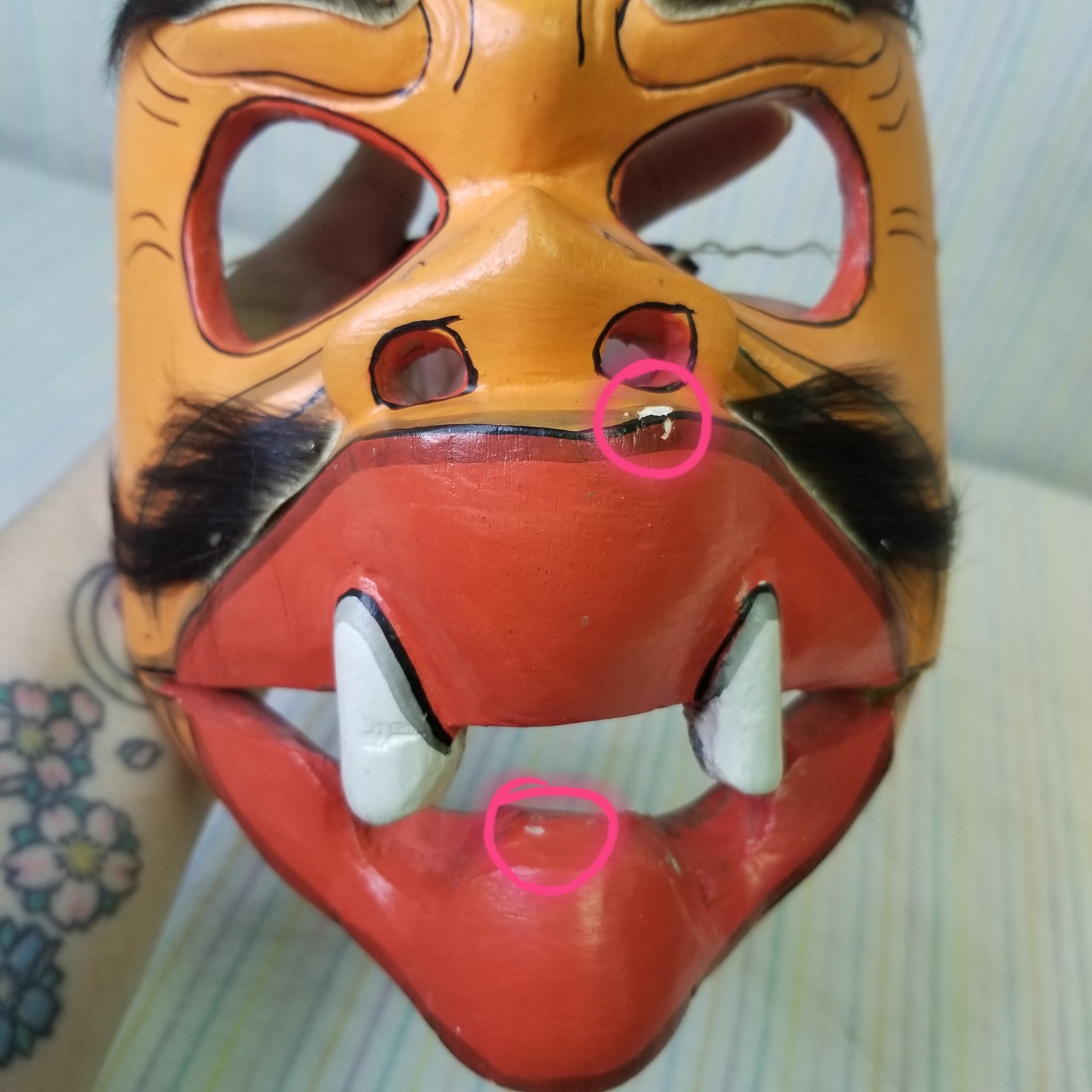 Orange Balinese Wayang Topeng Mask Hand Carved Wooden Demon Monster ...