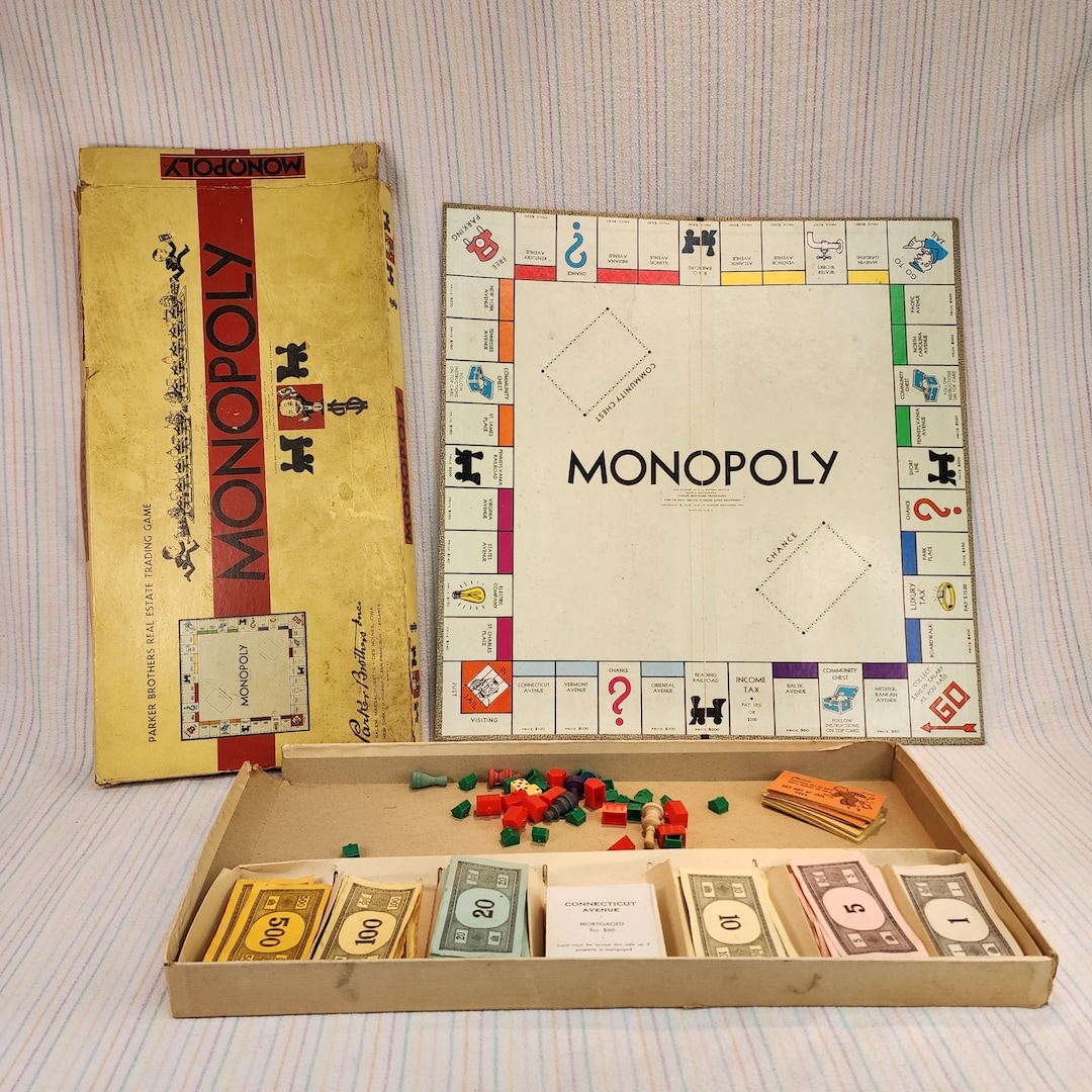 1946 Vintage Parker Brothers Monopoly Board Game W/ Original Box, Money ...