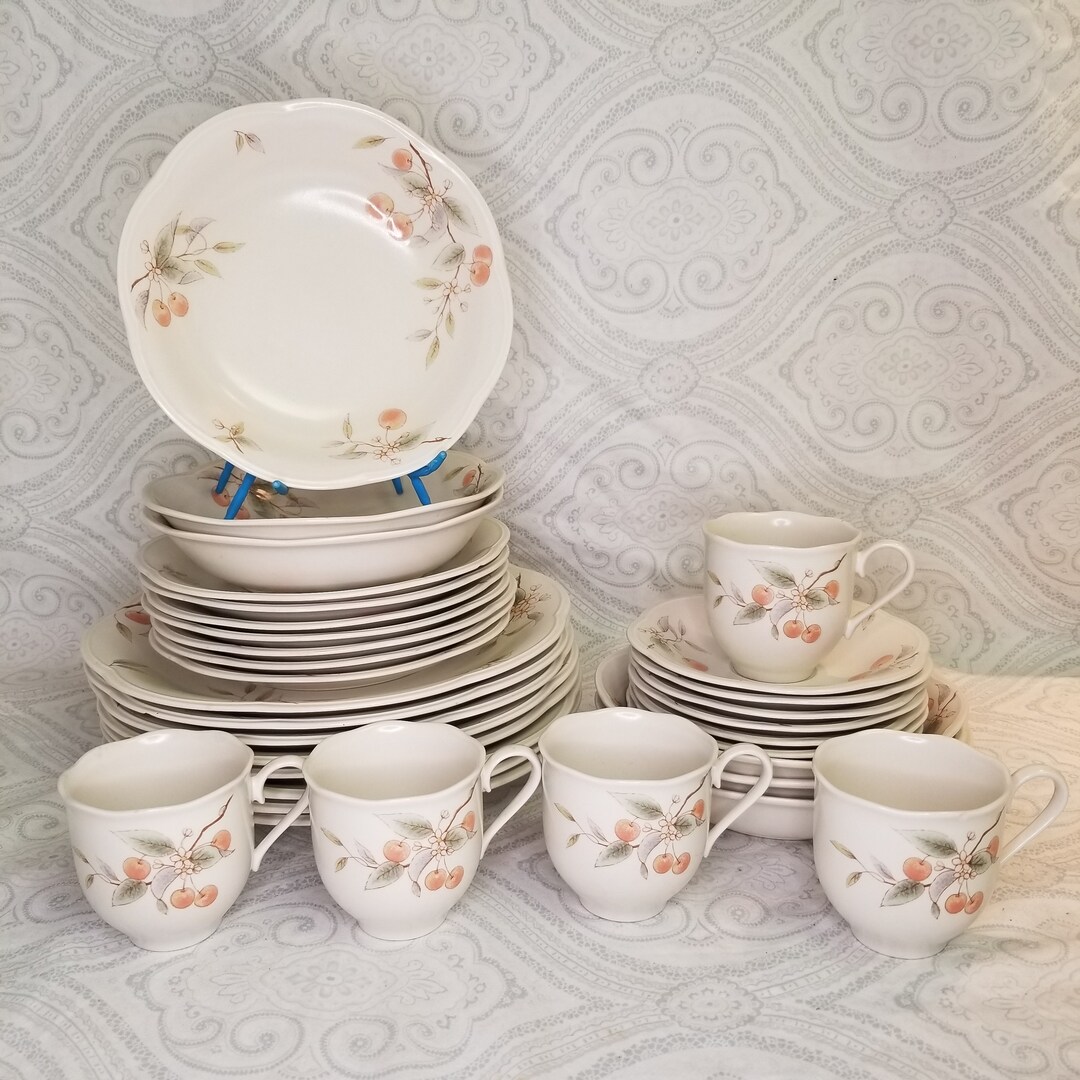 1980s Mikasa Nature's Gallery "cherry Blooms" 33pc Dinnerware Set ...