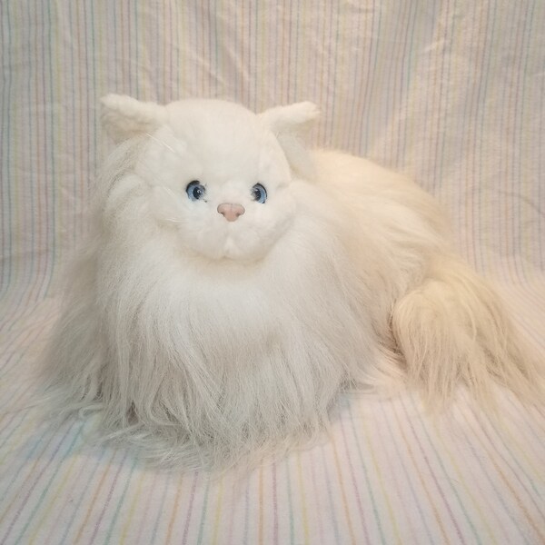 White Cat Vintage Stuffed Animal - Etsy