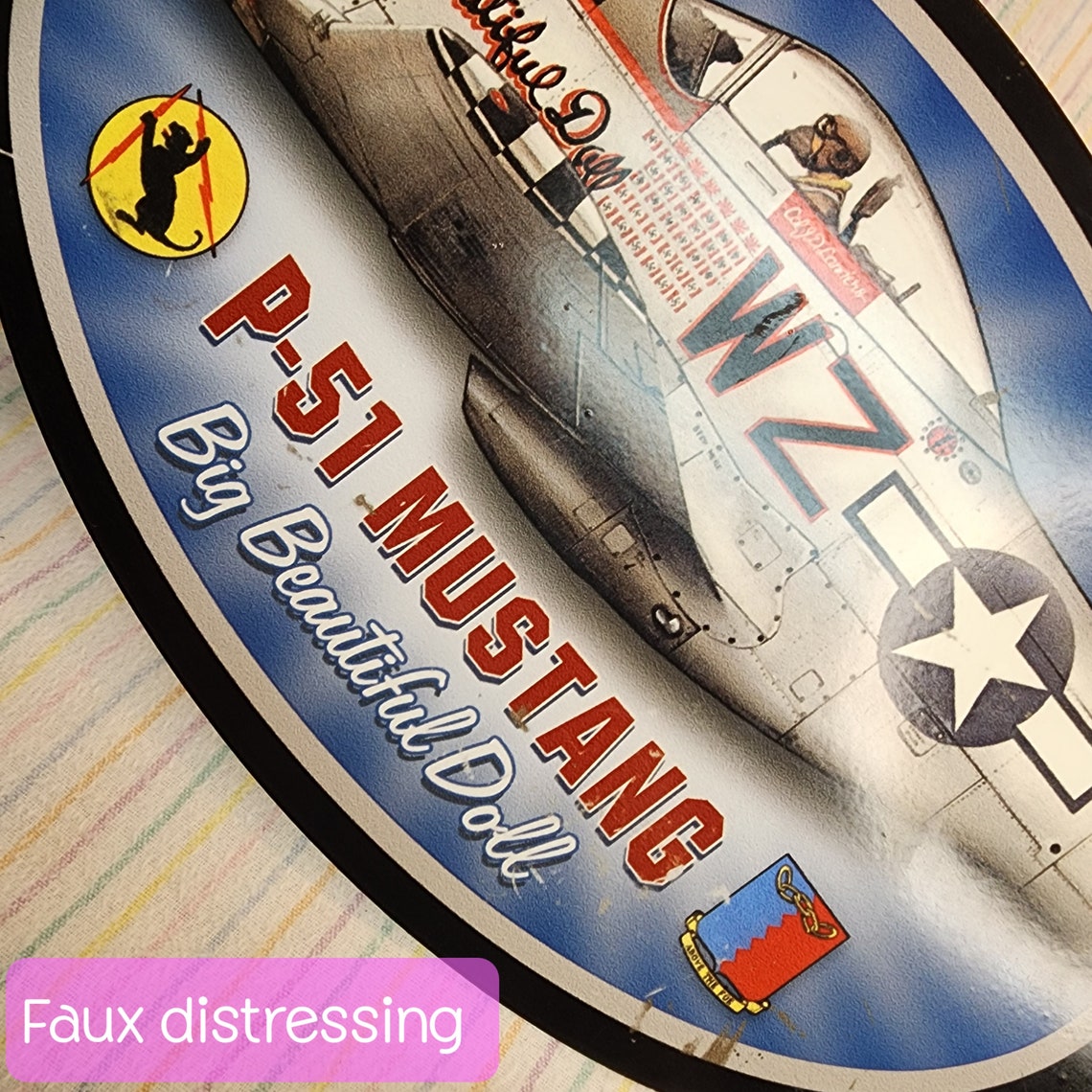 Vintage Replica P-51 Mustang WWII Metal Sign War Plane Big Beautiful ...