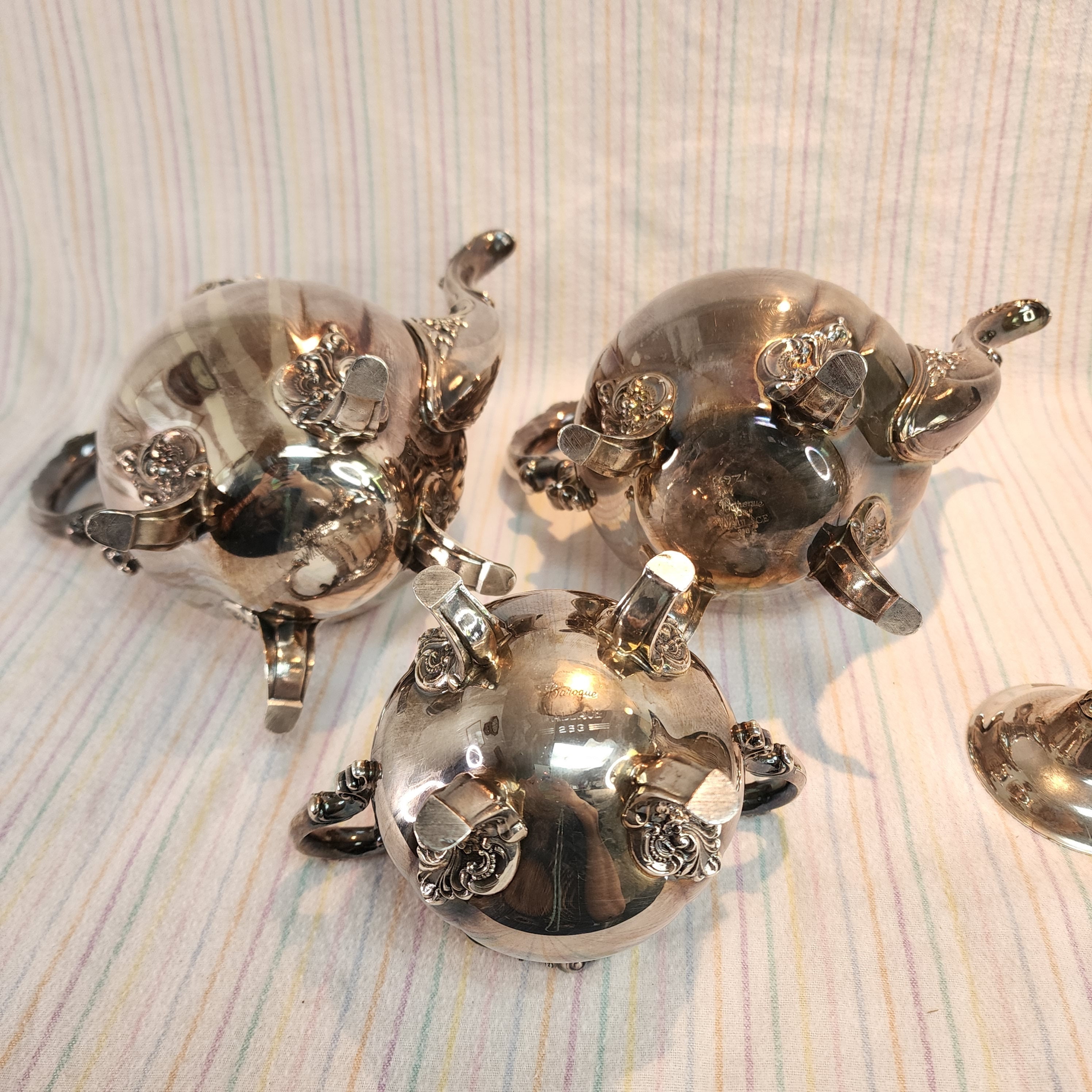 Vintage 1950s baroque by Wallace Silver Plate Holloware 7pc Serving Set ...