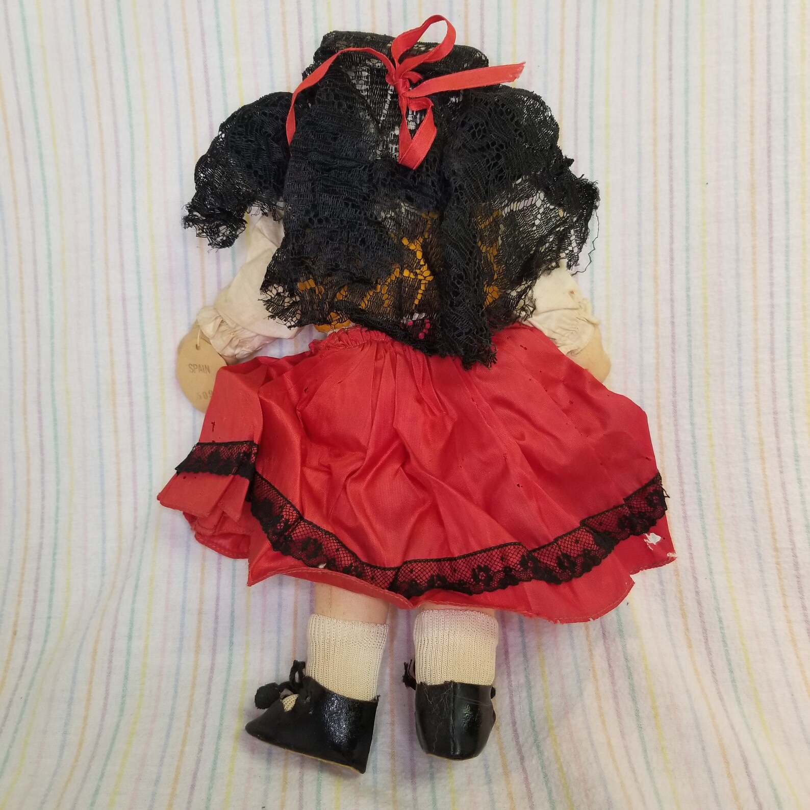 1940s Georgene Novelties Genuine Soft Cloth Doll Spain Spanish Flag ...