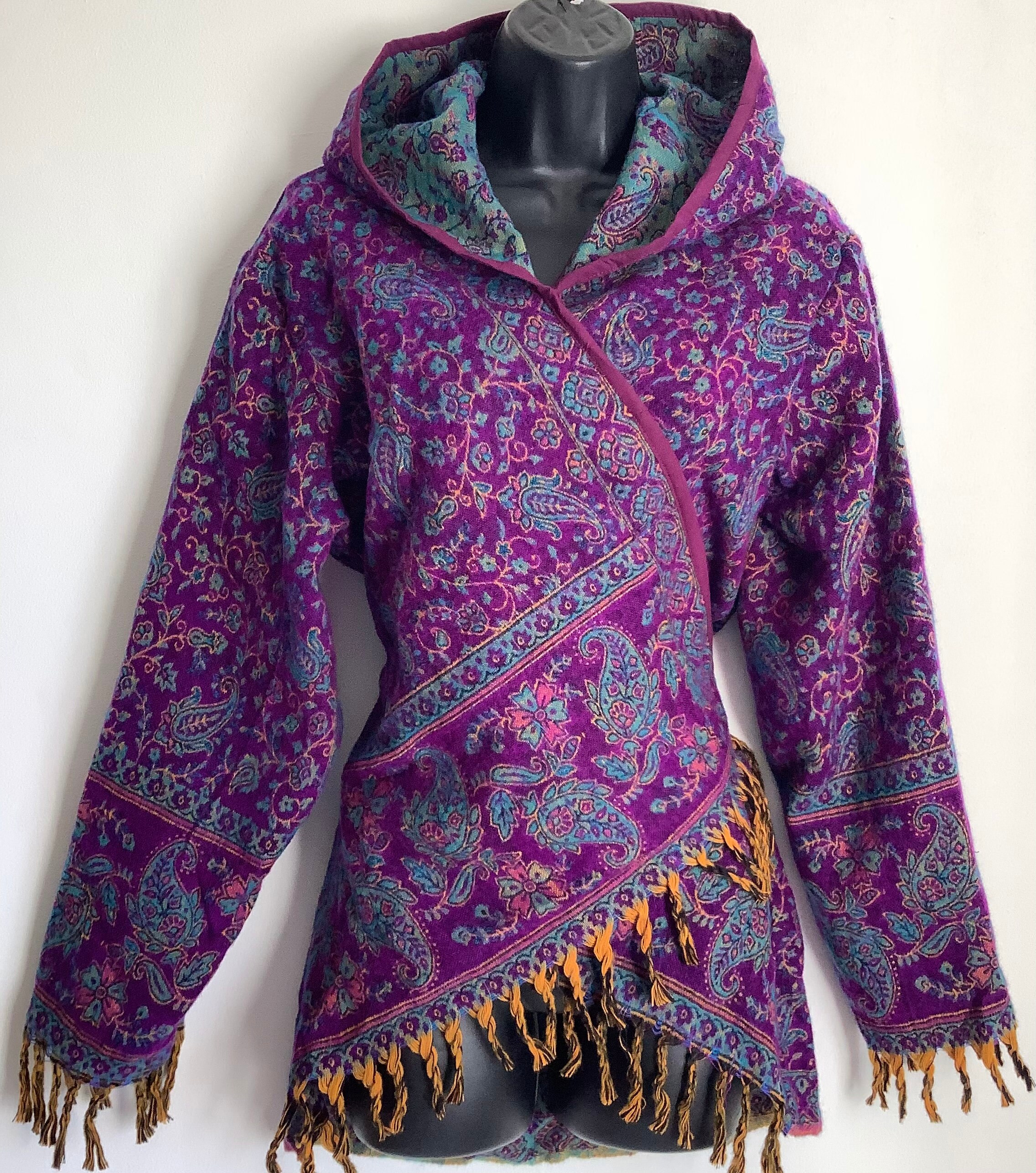 Handmade Paisley Hooded Crossover Wrap / Jacket / Cardigan. - Etsy