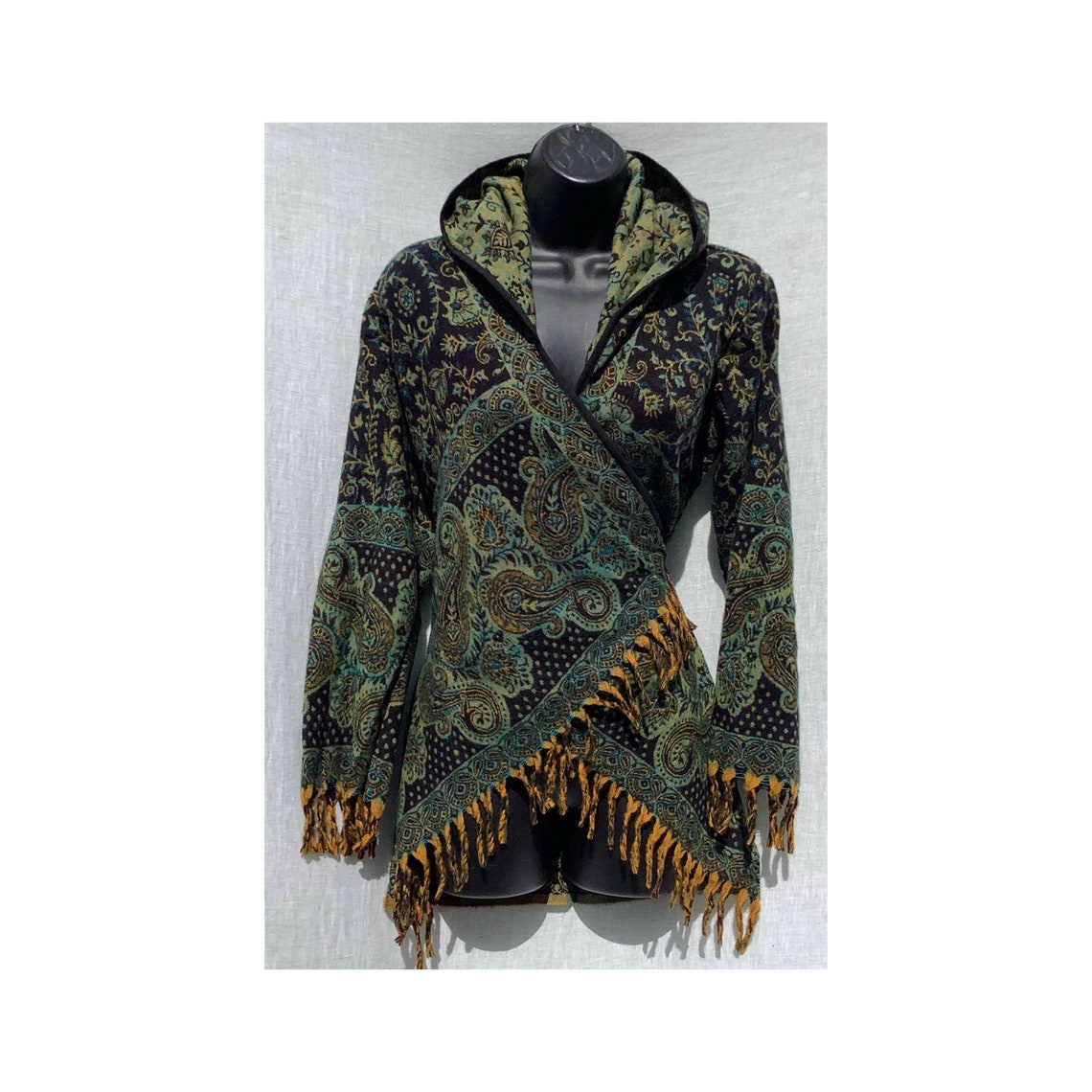 Handmade Paisley Hooded Crossover Wrap / Jacket / Cardigan in - Etsy