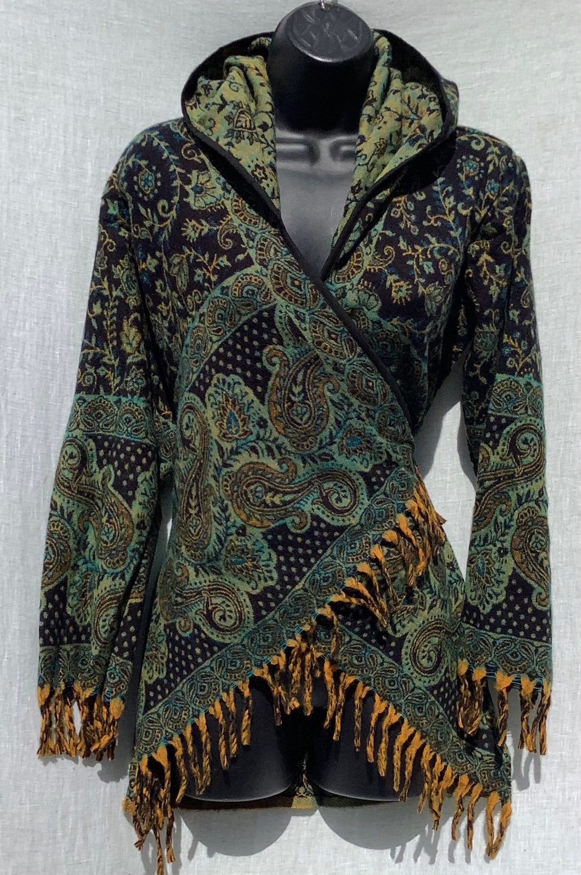 Handmade Paisley Hooded Crossover Wrap / Jacket / Cardigan in - Etsy