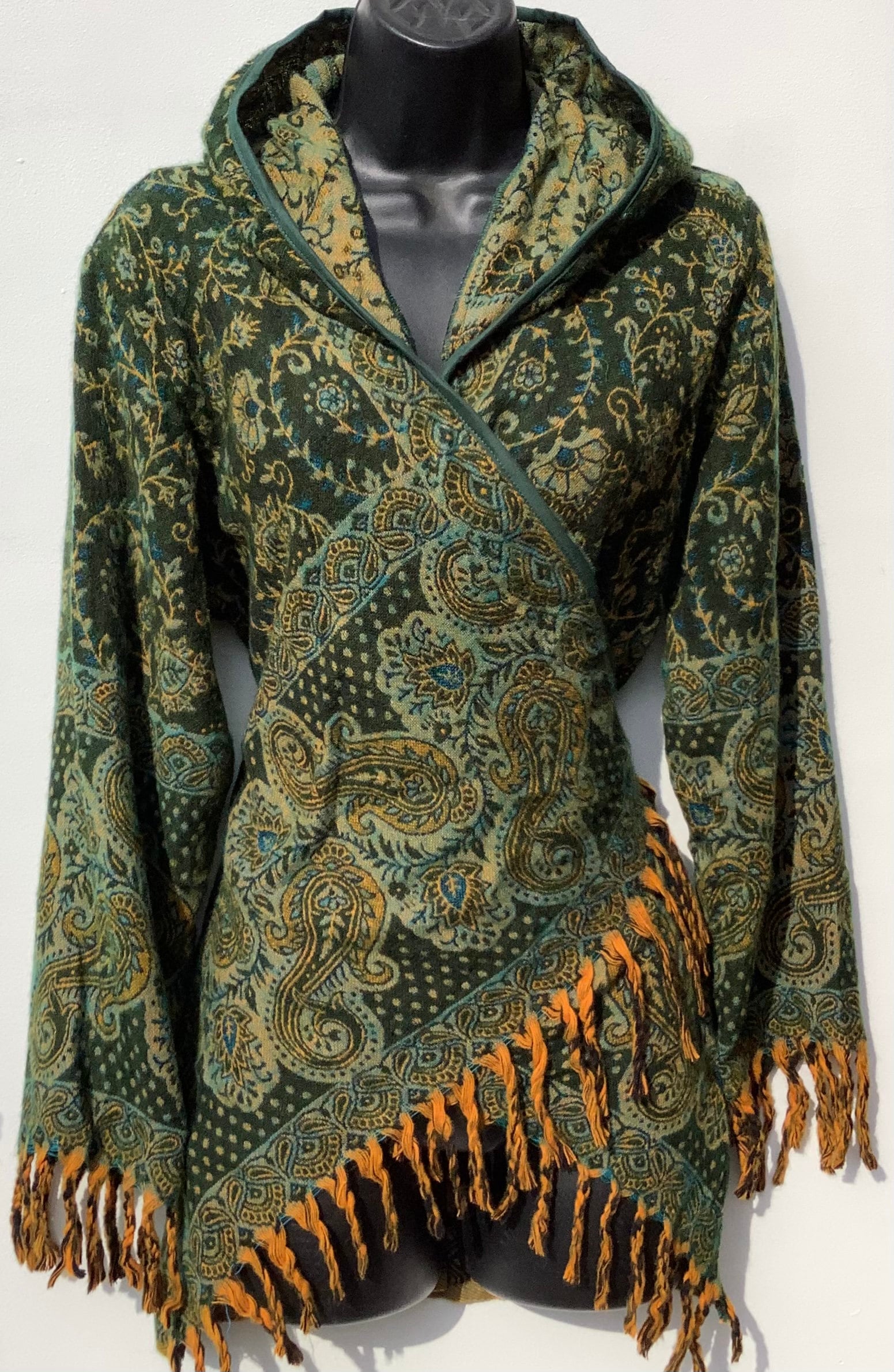 Handmade Paisley Hooded Crossover Wrap / Jacket / Cardigan in - Etsy UK