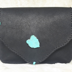 Bespoke Full Grain Leather Handbag With Turquoise Howlite Stone ...