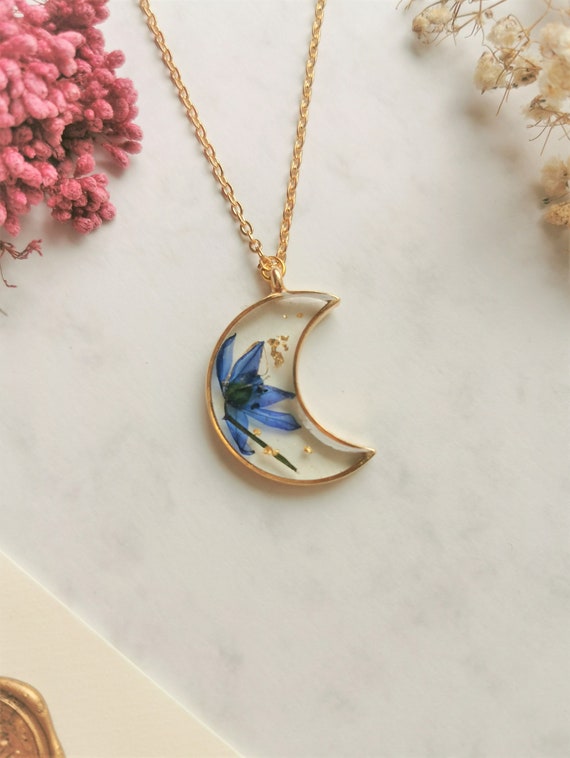 Other Assemblage handmade Real dried flower moon resin moon gift idea ...
