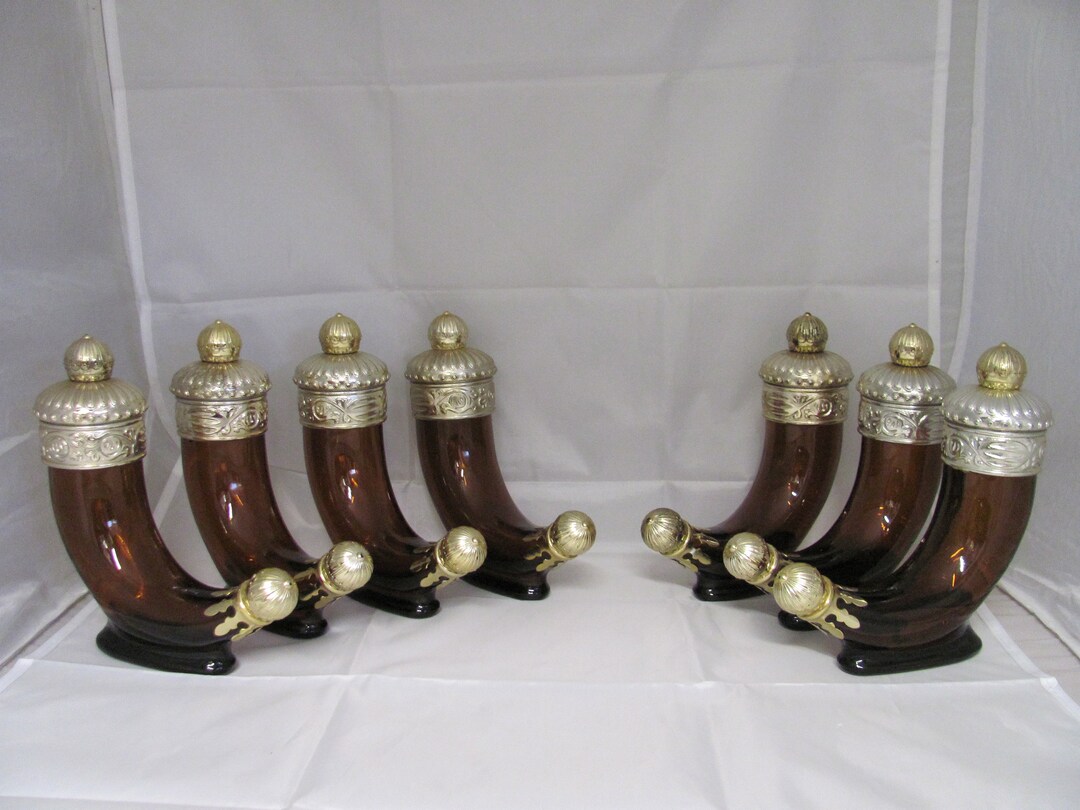 Avon Viking Horn Bottle, Decanter, 1966, Amber, Brown Glass, Gold ...