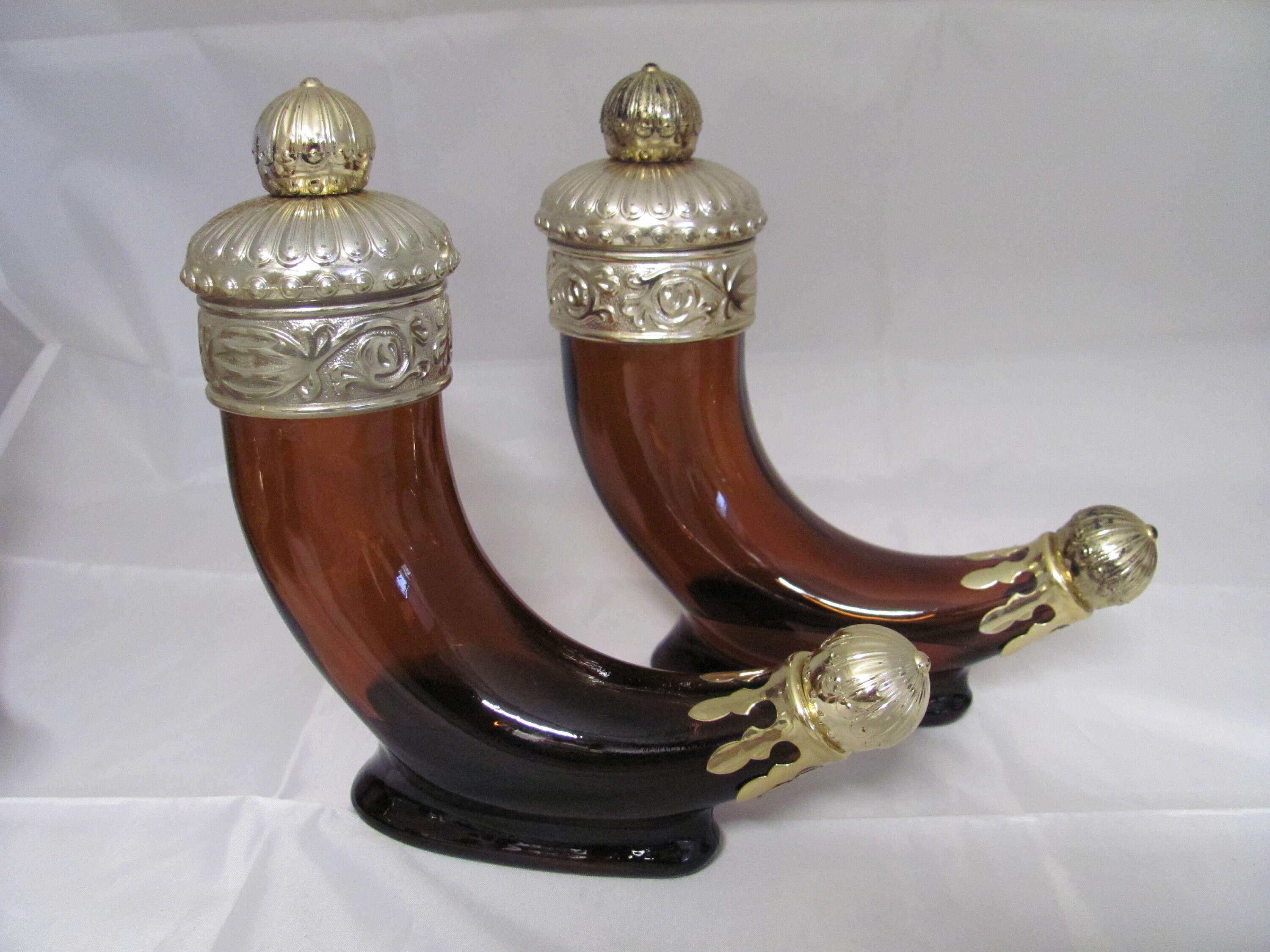 Avon Viking Horn Bottle, Decanter, 1966, Amber, Brown Glass, Gold ...