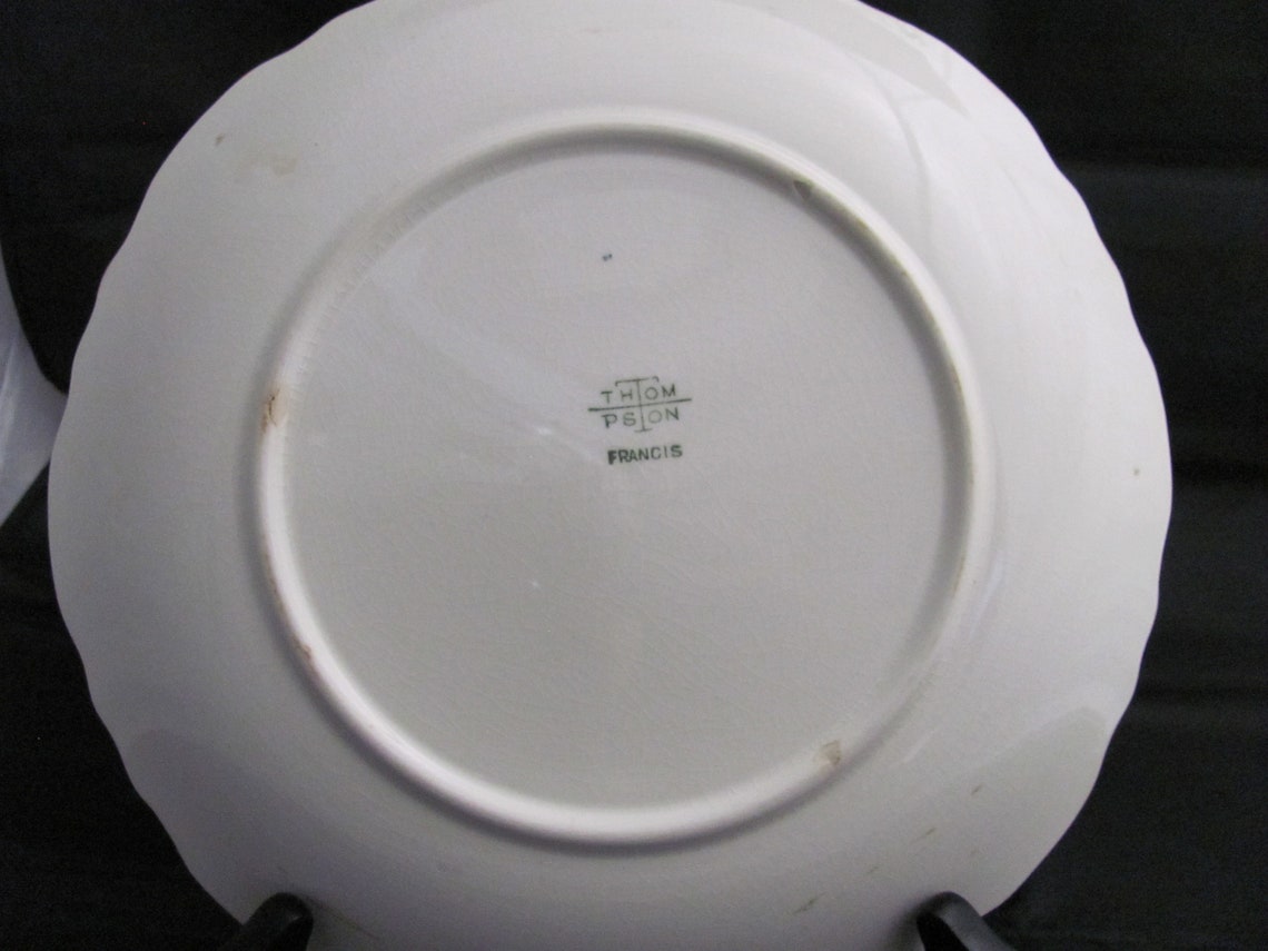 C C Thompson Pottery Co. 9 Inch Plate Francis Design Green Red Pink ...