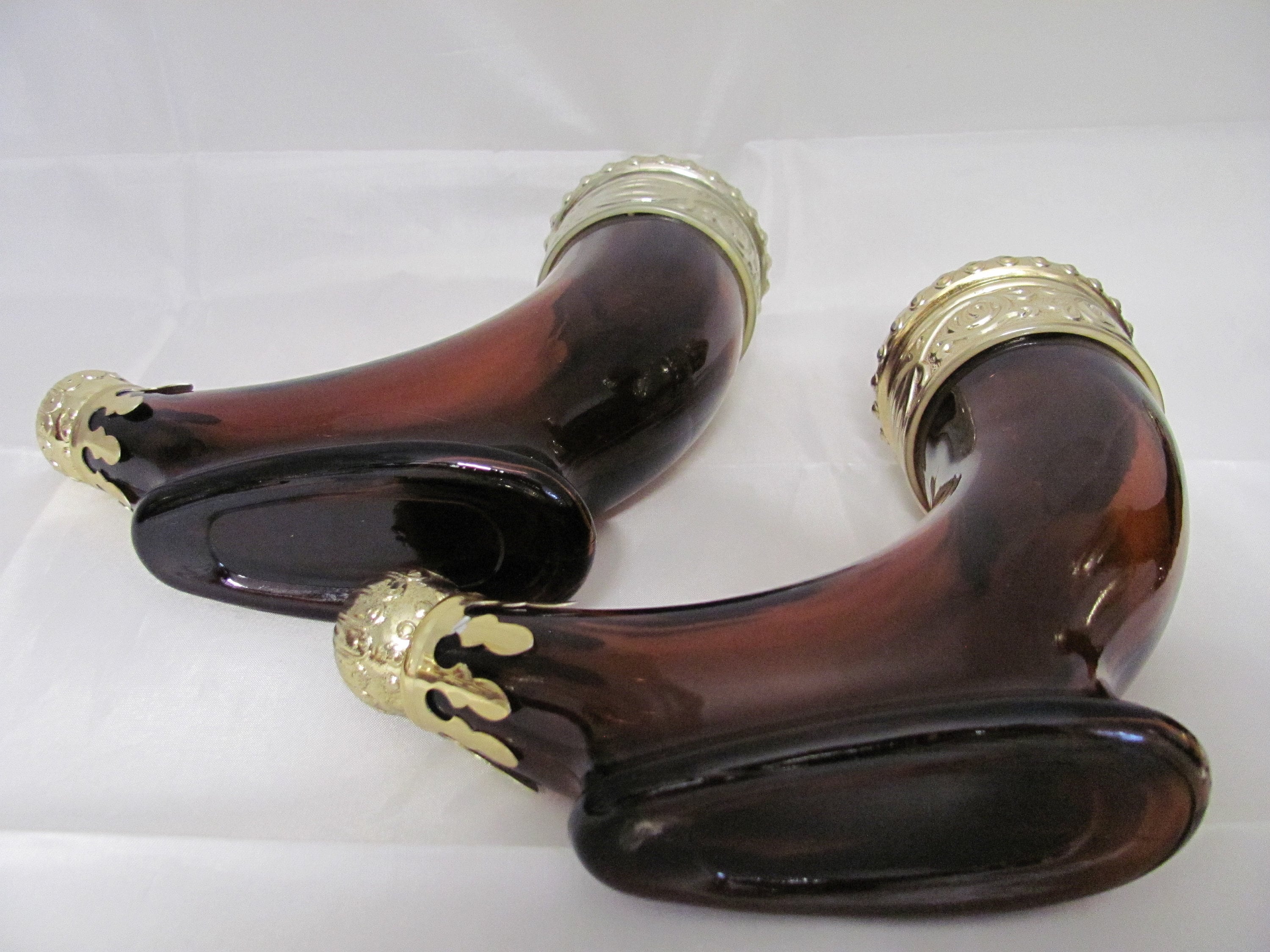 Avon Viking Horn Bottle, Decanter, 1966, Amber, Brown Glass, Gold ...