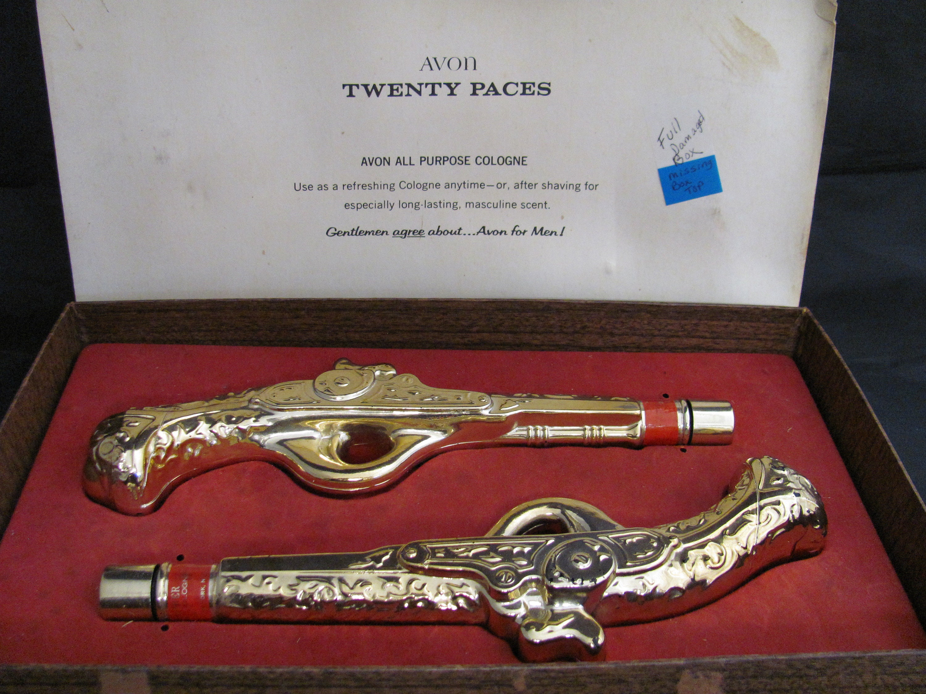 Avon, Twenty Paces, After Shave, Pistol, Bottle, Decanter, 3 Oz., Gold ...