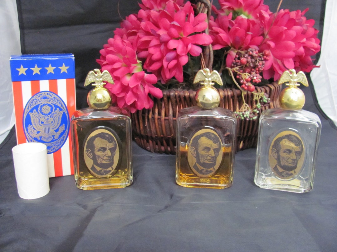 Avon, President, Lincoln, Bottle, Decanter, Portrait, Clear Glass, Gold ...