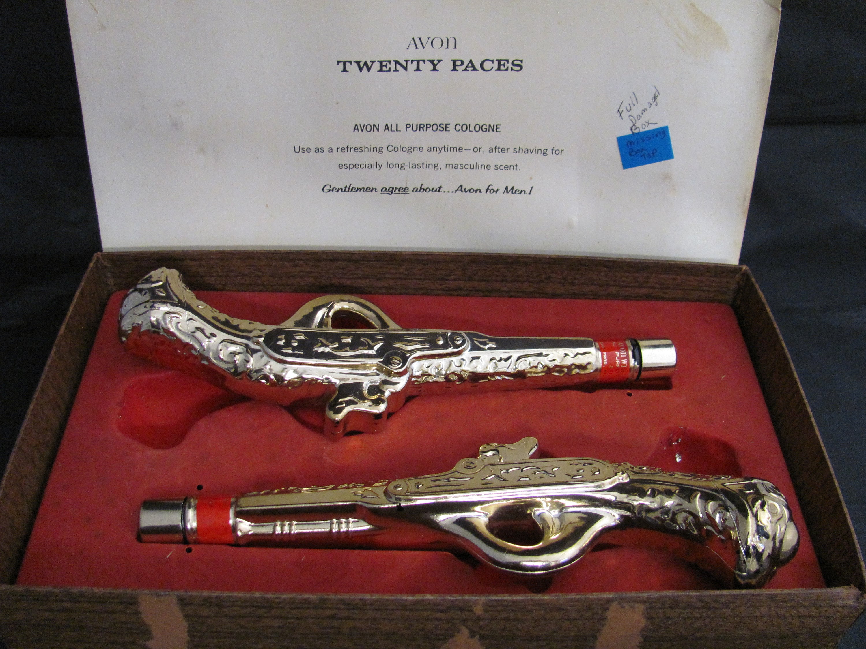 Avon, Twenty Paces, After Shave, Pistol, Bottle, Decanter, 3 Oz., Gold ...
