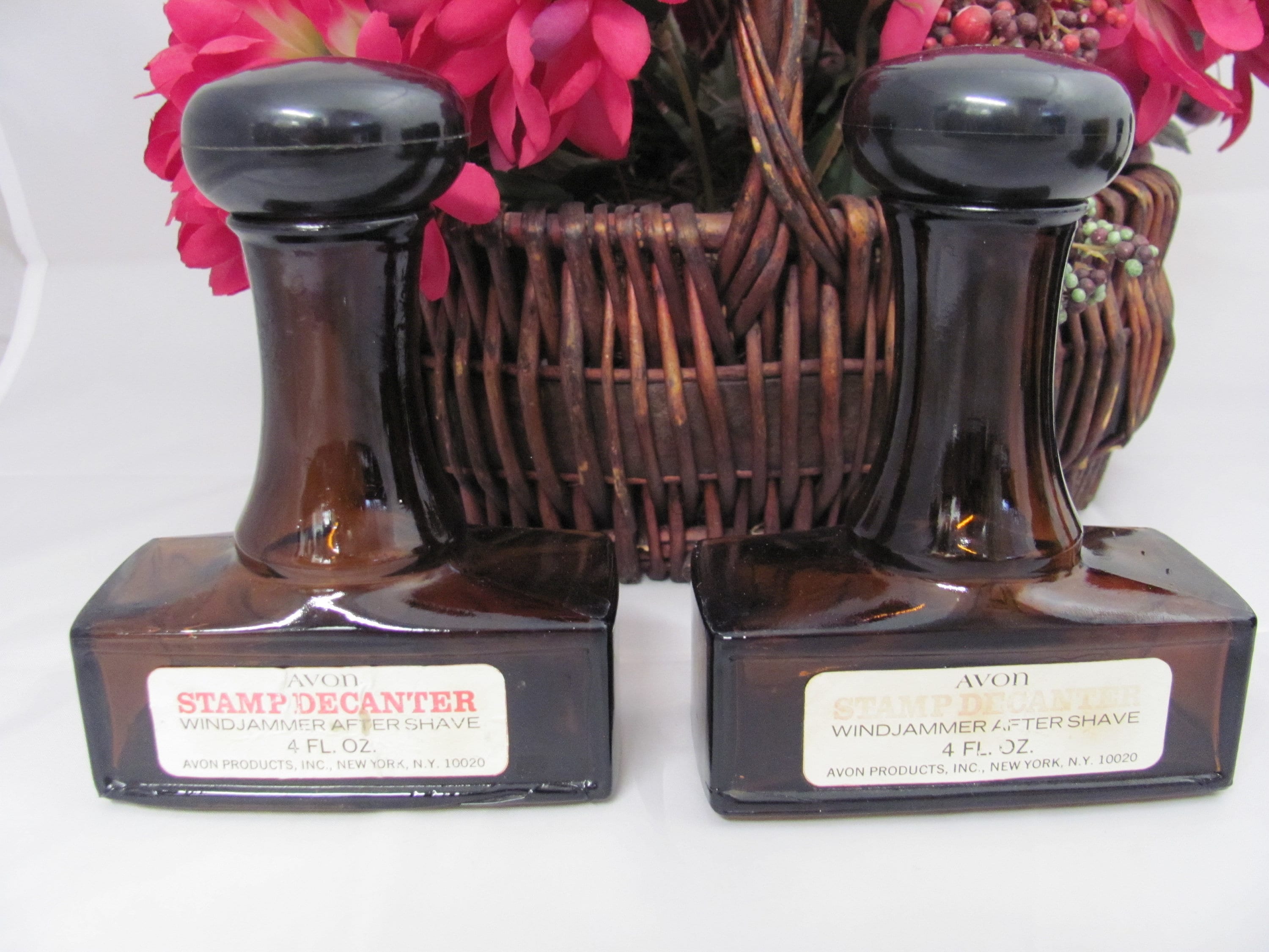 Avon Paid Stamp Aftershave Bottle, Decanter, Brown Glass With Red ...
