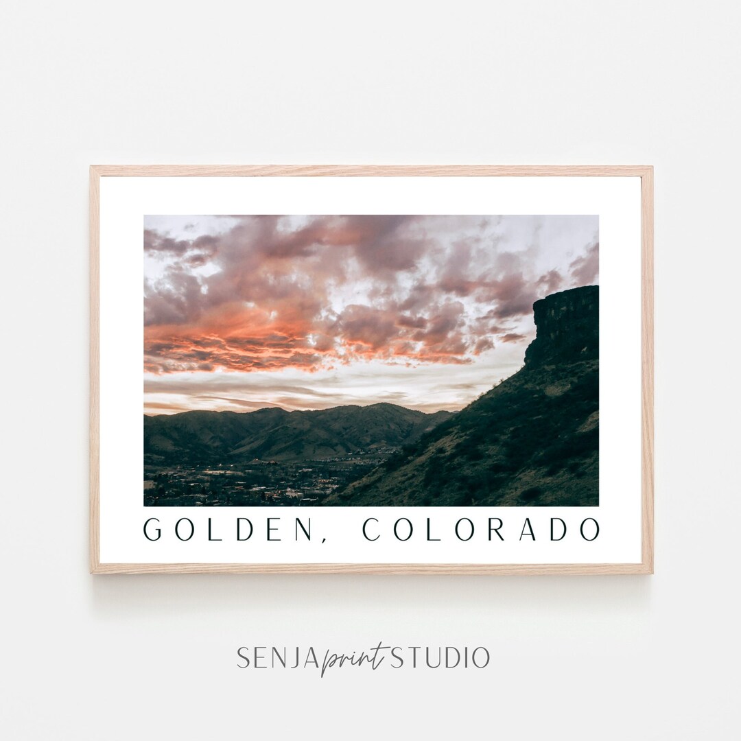 Golden Colorado Digital Art Print Mountain Sunset Photo South Table ...