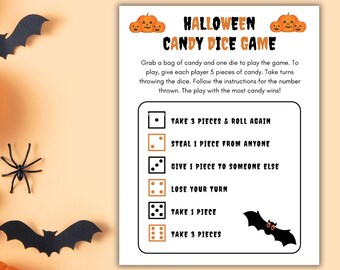 Halloween Candy Dice Game, Halloween Party Games for Kids, Halloween ...