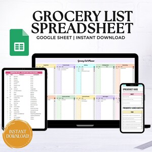 Editable Grocery List, Grocery List Google Sheet, Shopping List ...