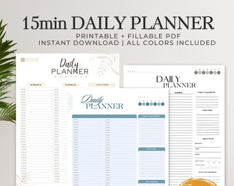 15 Minute Planner Printable, Appointment Tracker, Time Block PDF, Day ...