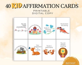 Printable Affirmation Cards for Kids, Motivational Cards, Positivity ...