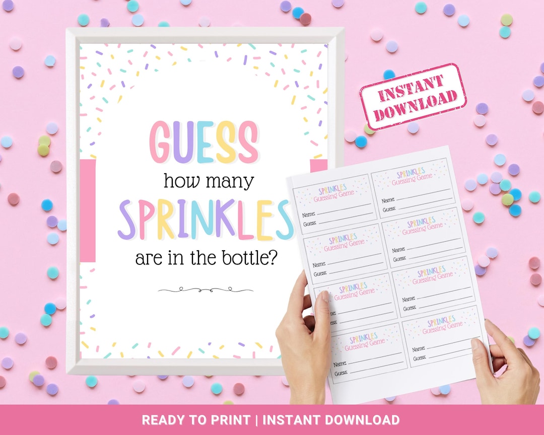 Guess How Many Sprinkles in Jar, Baby Shower Signs, Candy Game, Candy ...