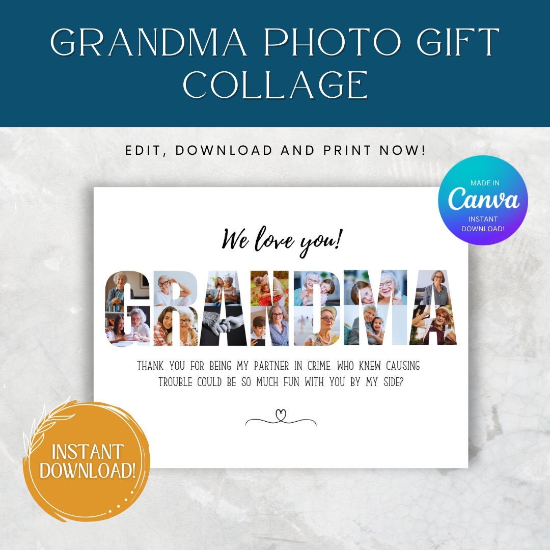 Grandma Photo Collage, Personalized Photo Collage Template, Birthday ...