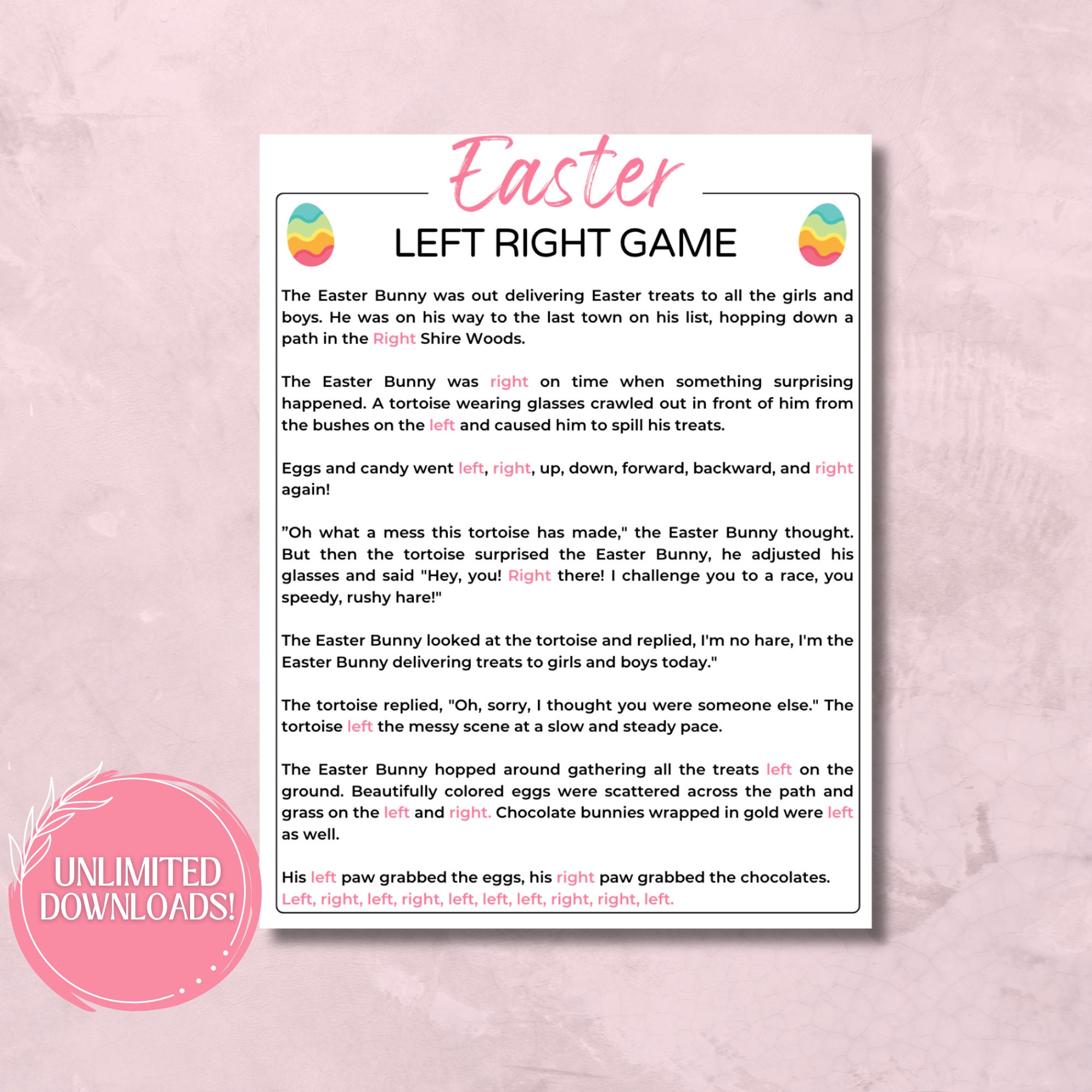 Left Right Easter Game, Easter Games, Easter Pass the Prize, Easter ...