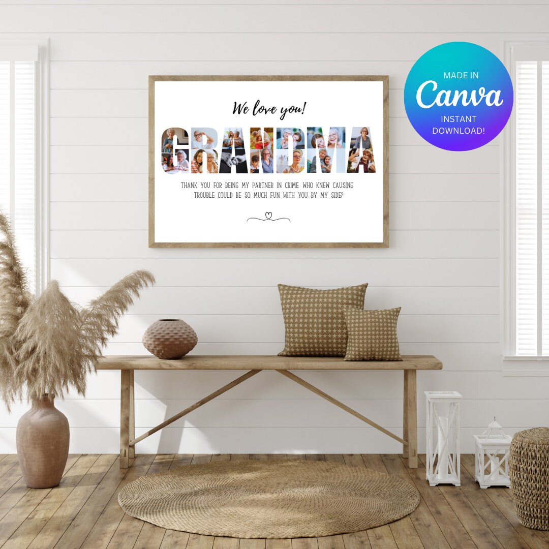 Grandma Photo Collage, Personalized Photo Collage Template, Birthday ...