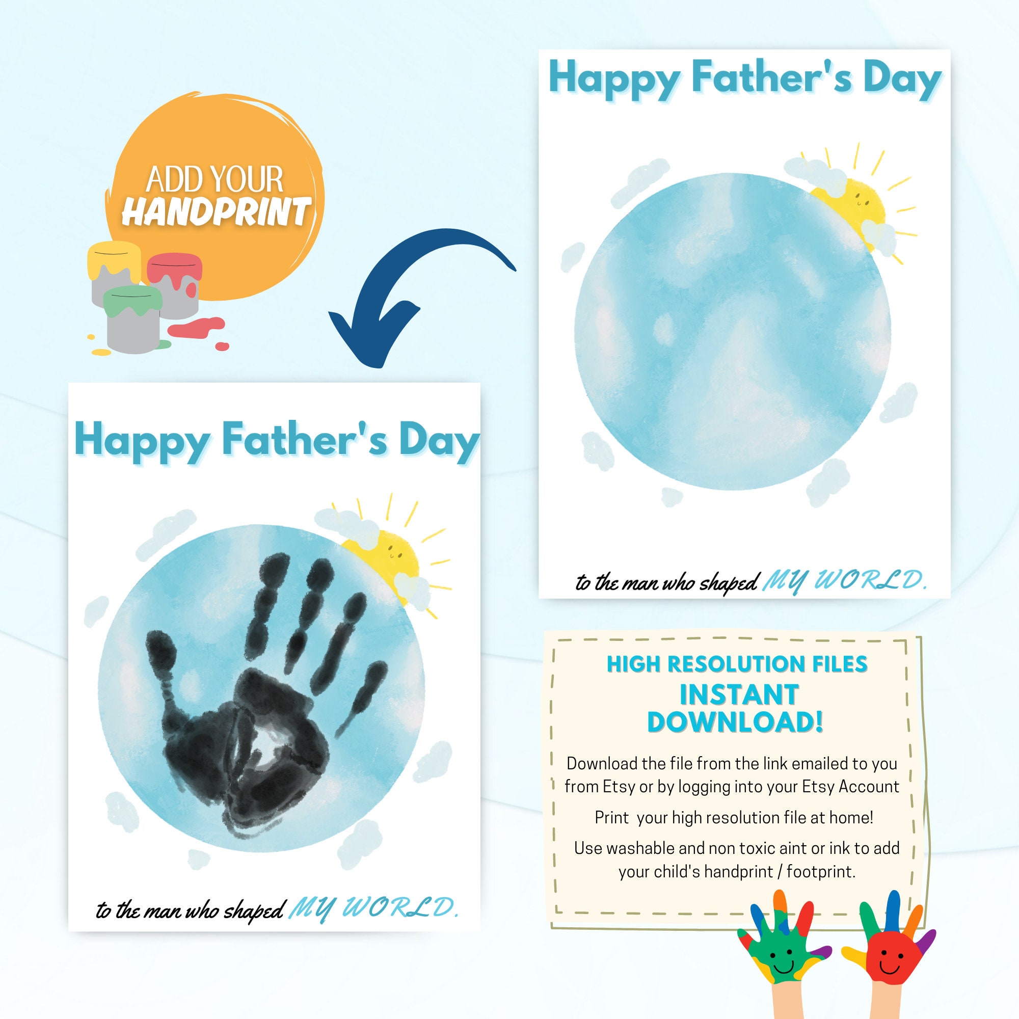 Father's Day Handprint Craft Father's Day Printable Fathers Day Gift ...