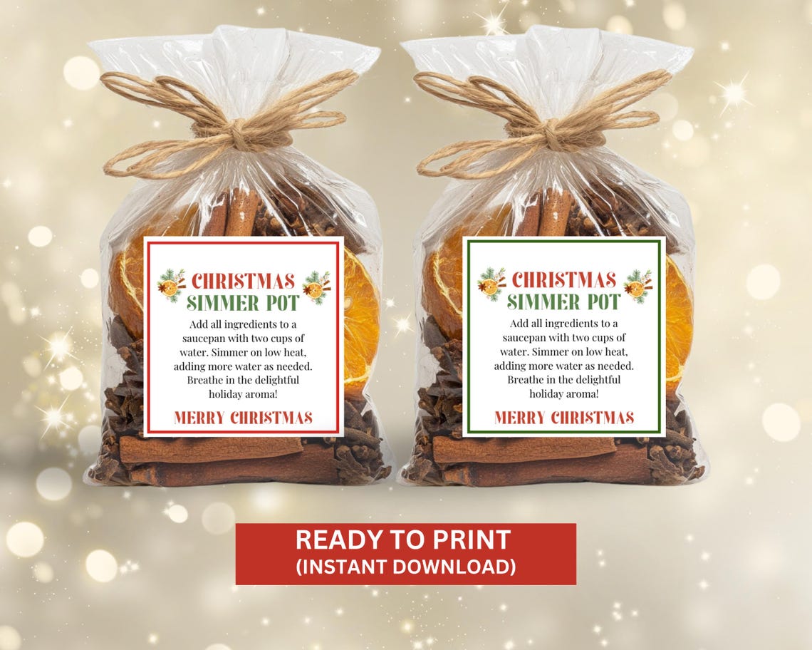 Christmas Potpourri Gift Tag, Printable Simmering Potpourri Tag ...