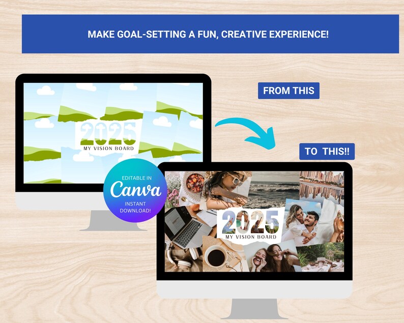 Canva Vision Board, Digital Vision Board Template, 2024 & 2025 Vision ...