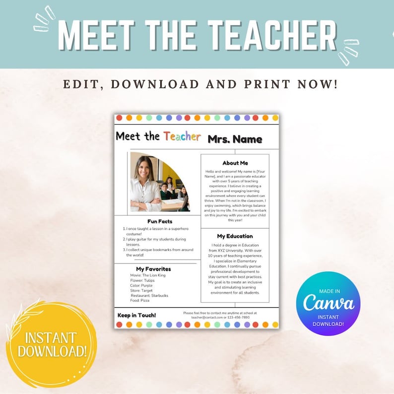 Editable Meet the Teacher Template | Meet the Teacher Letter | Teacher Template | Teacher ...