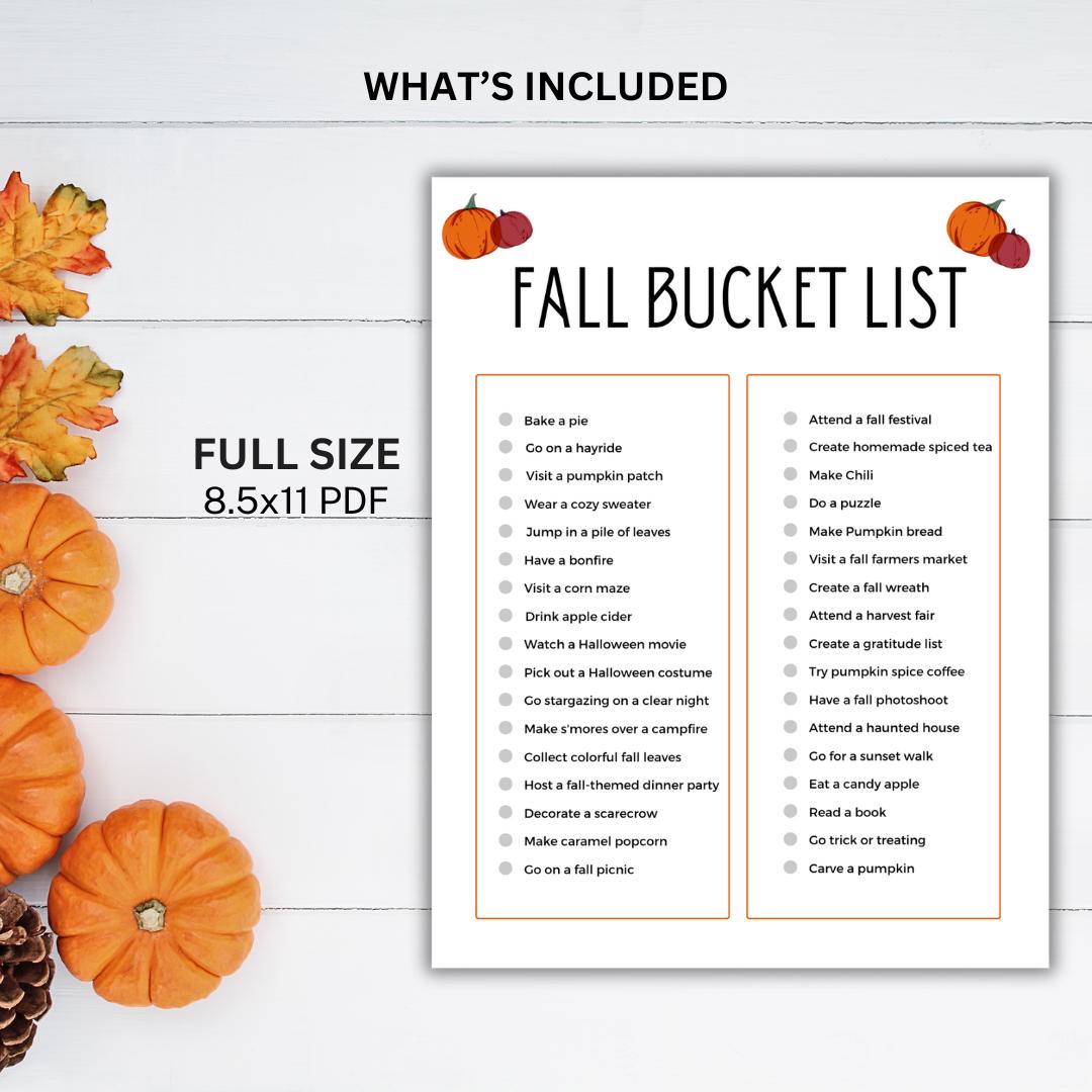 Autumn to Do List, Fall Bucket List Printable, Fall Activity List, Fall ...