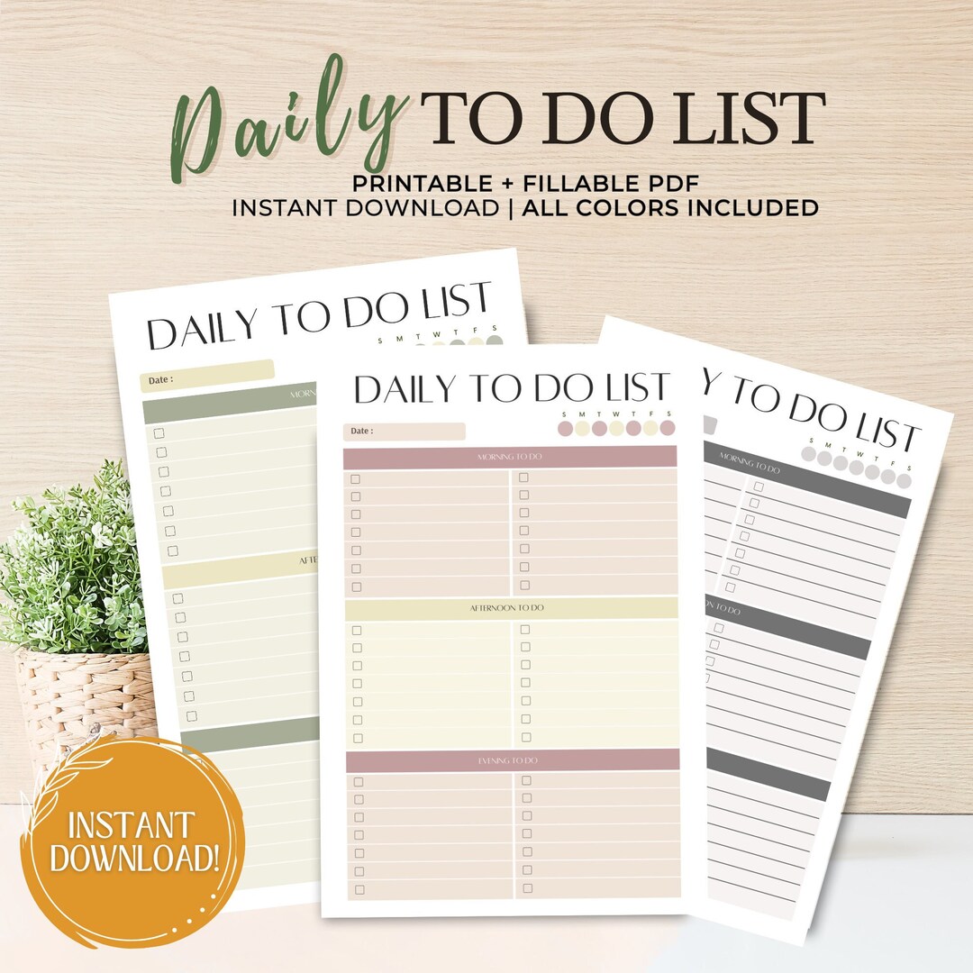 Daily to Do List Printable, to Do List, Daily Planner, Printable Daily ...
