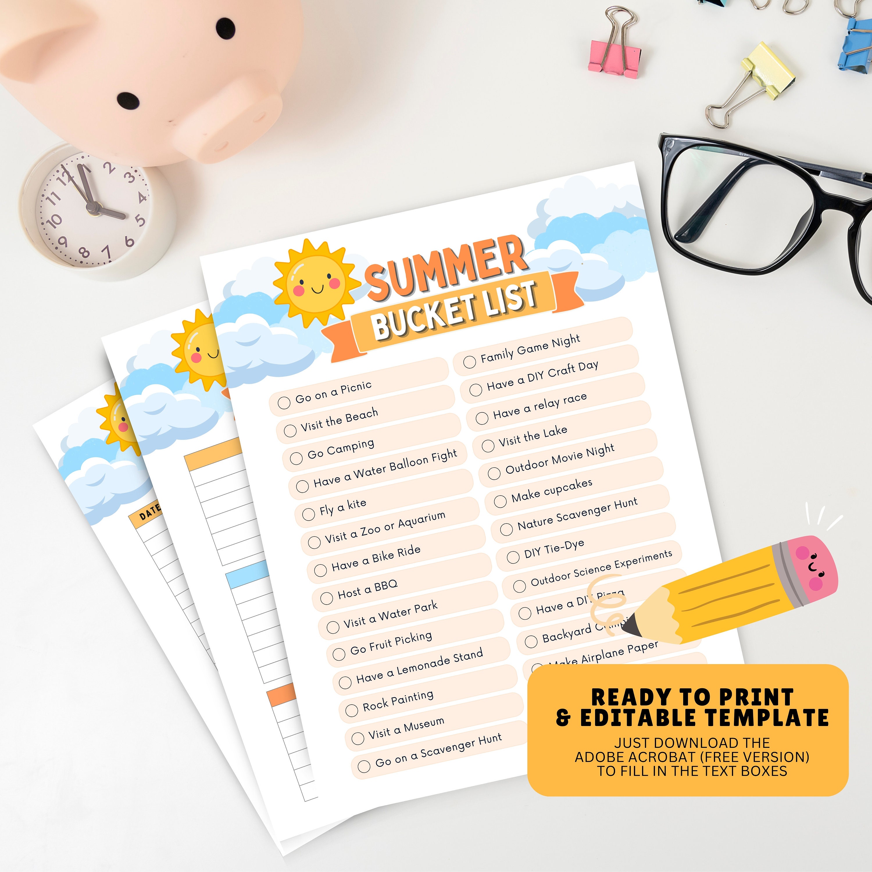 Summer Bucket List Printable, Family Bucket List, Kids Bucket List, Fun ...