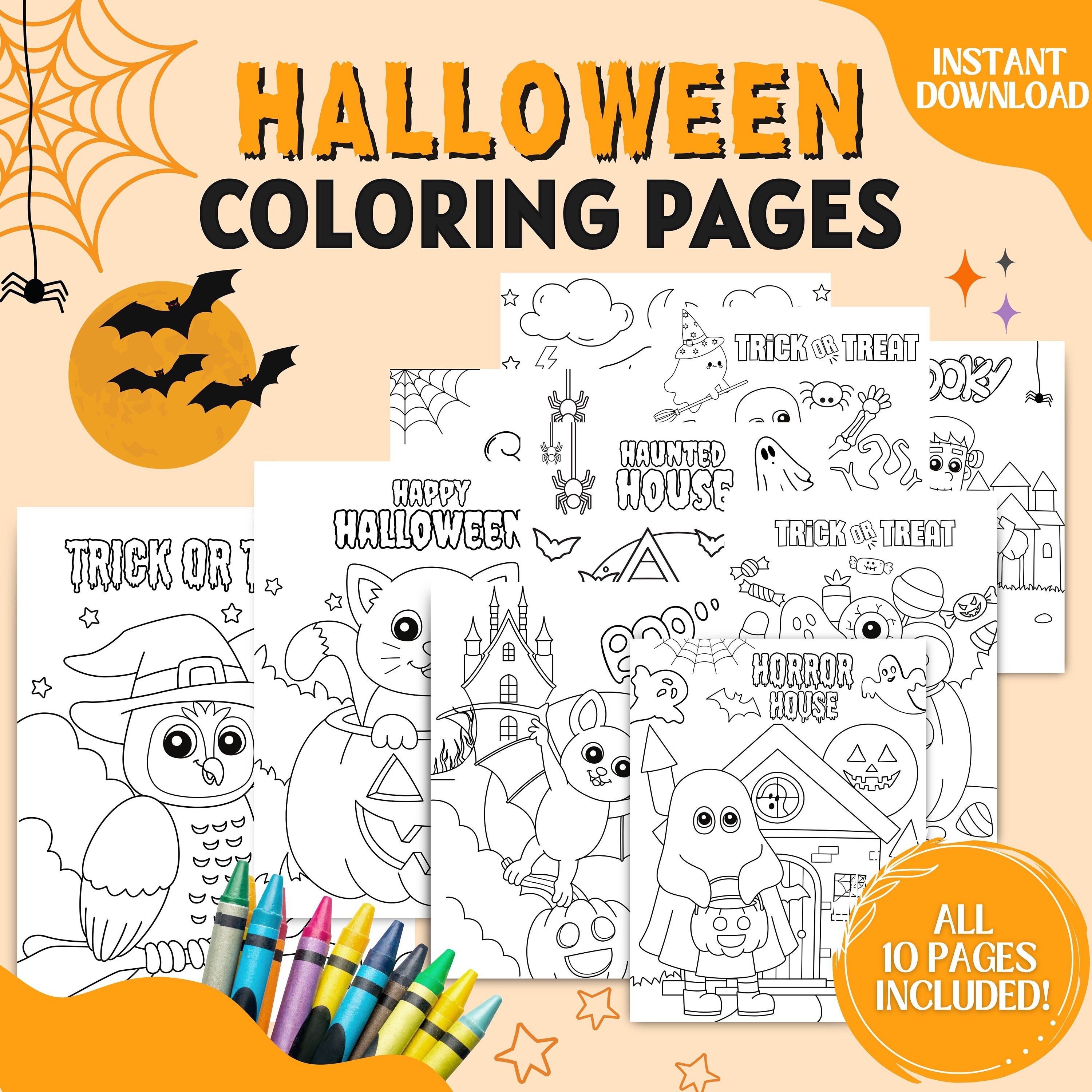 Halloween Coloring Pages for Kids, Halloween Activity, Halloween ...