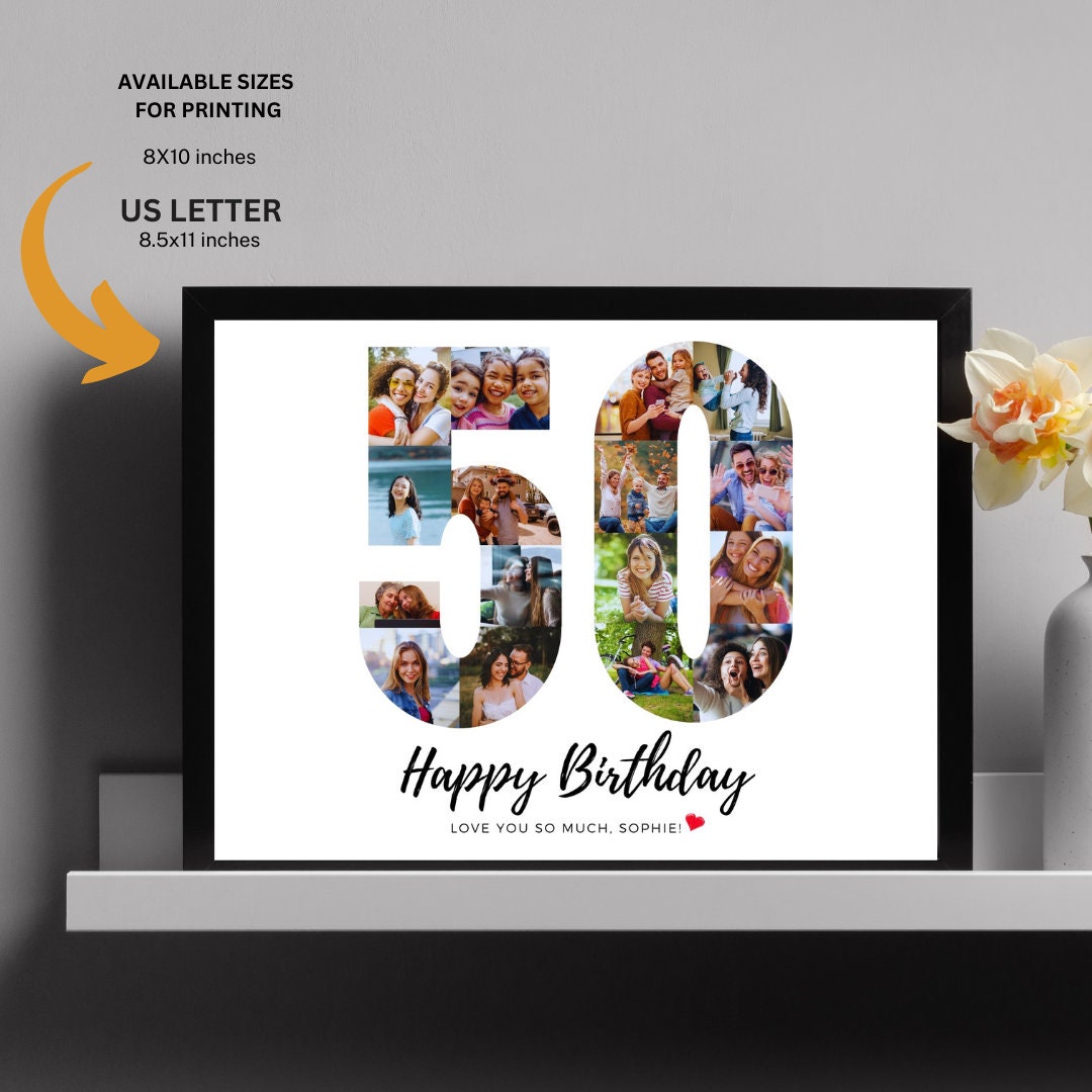 Custom 50th Birthday Photo Collage Template, Personalized 50 Birthday ...