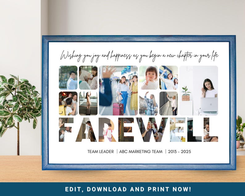 Editable Farewell Collage, Custom Photo Collage, Photo Collage, Going ...