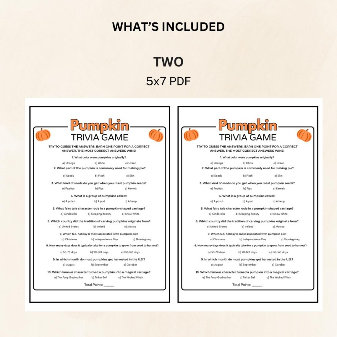 Pumpkin Trivia Game, Printable Pumpkin Trivia, Fall Trivia Game ...